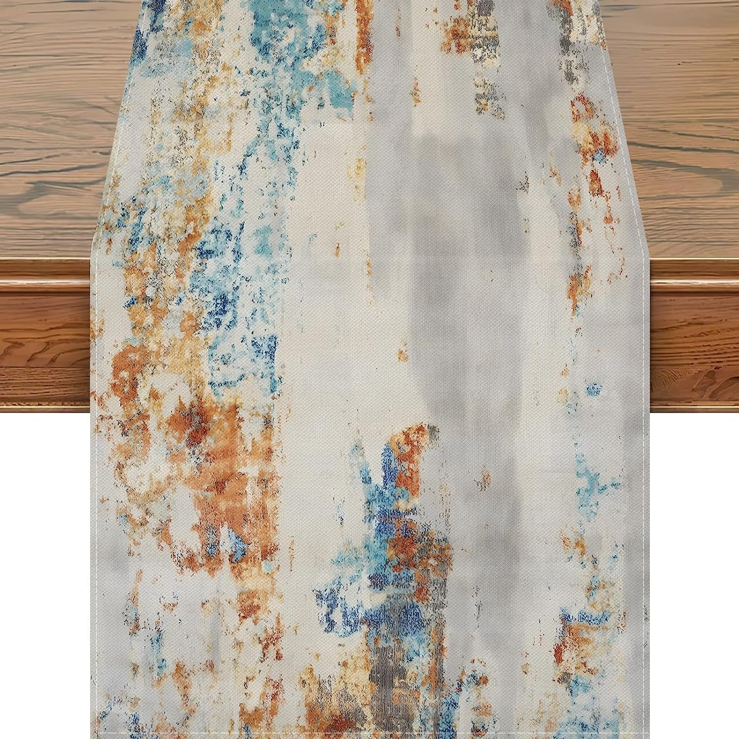 Blue And White Table Runner Abstract Modern Art Burlap Table Runner For ...