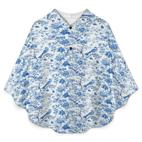 Blue And White Toile De Jouy Flower Bird Blanket Oversized Wearable ...