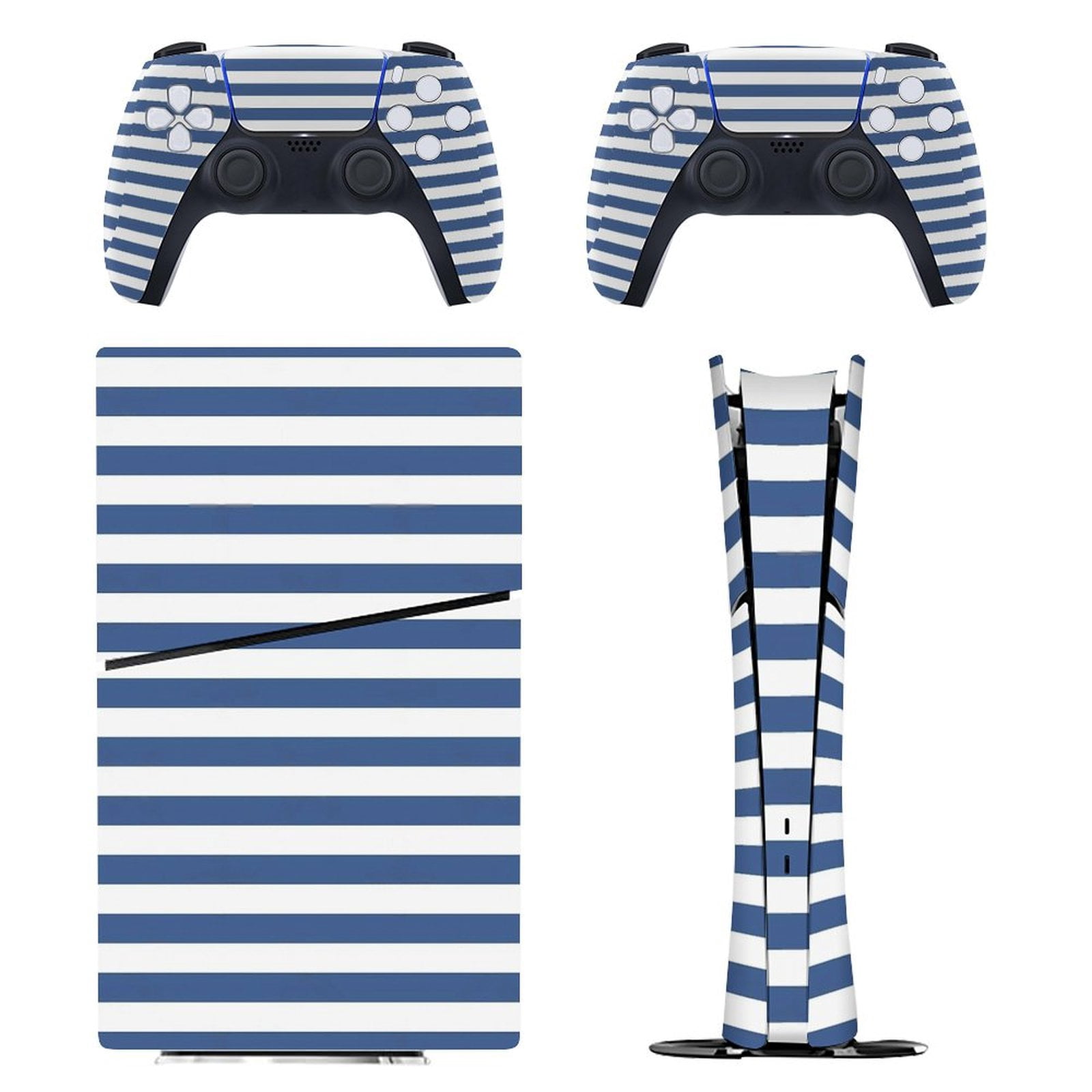 Blue And White Vintage Stripes PS5/PS5 Slim Digital Disc Skin Sticker ...