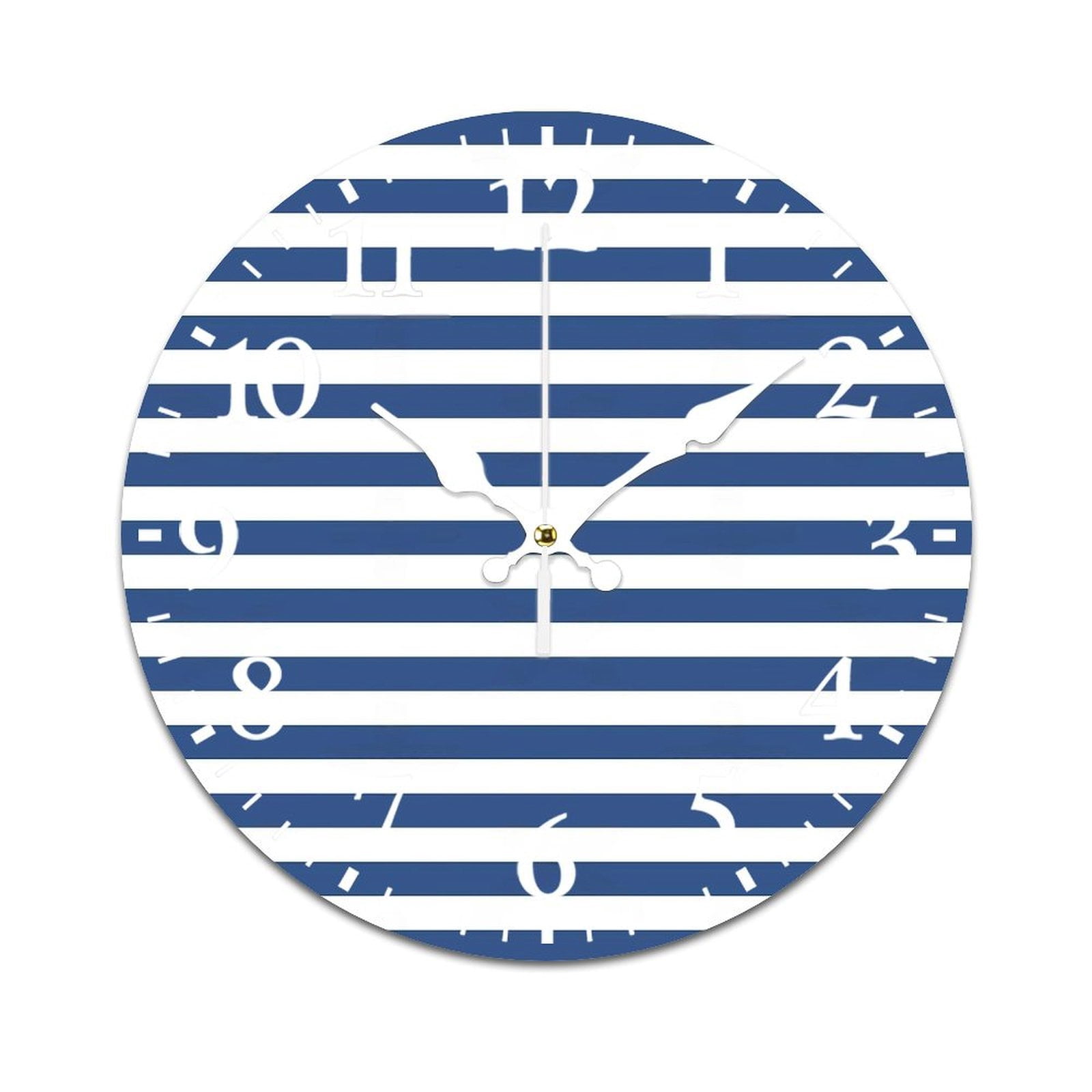 Blue And White Vintage Stripes Wall Clock Modern Design Clocks Wall ...