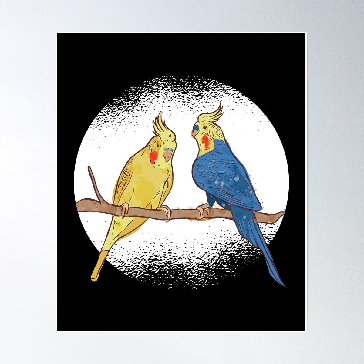 Blue And Yellow Birds Resting Poster Wall Art, Modern Wall Decor For ...