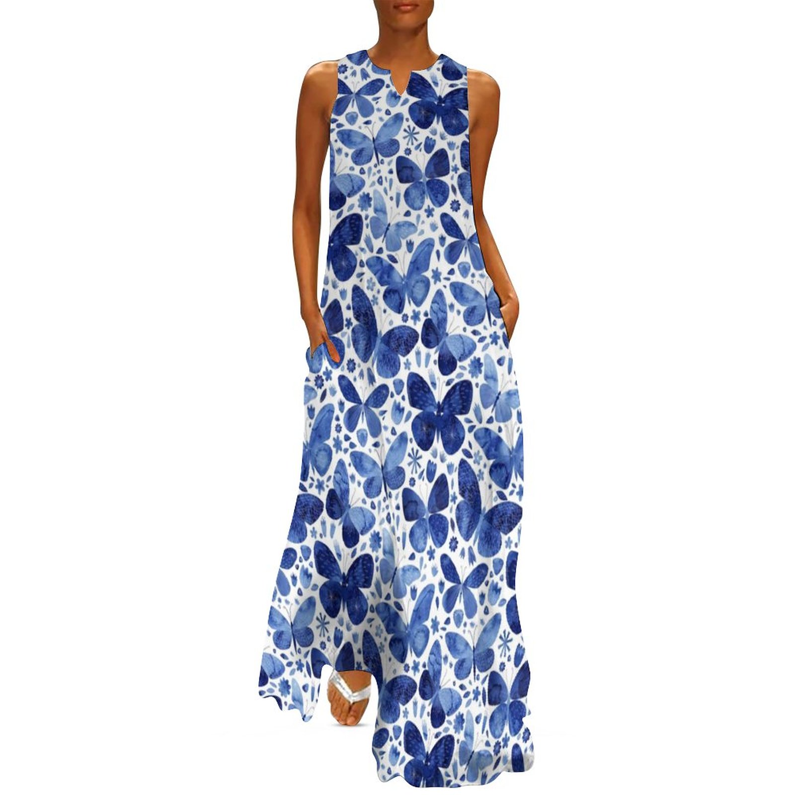 Blue And Yellow Monarch Butterfly Dress Butterflies Art Watercolor ...