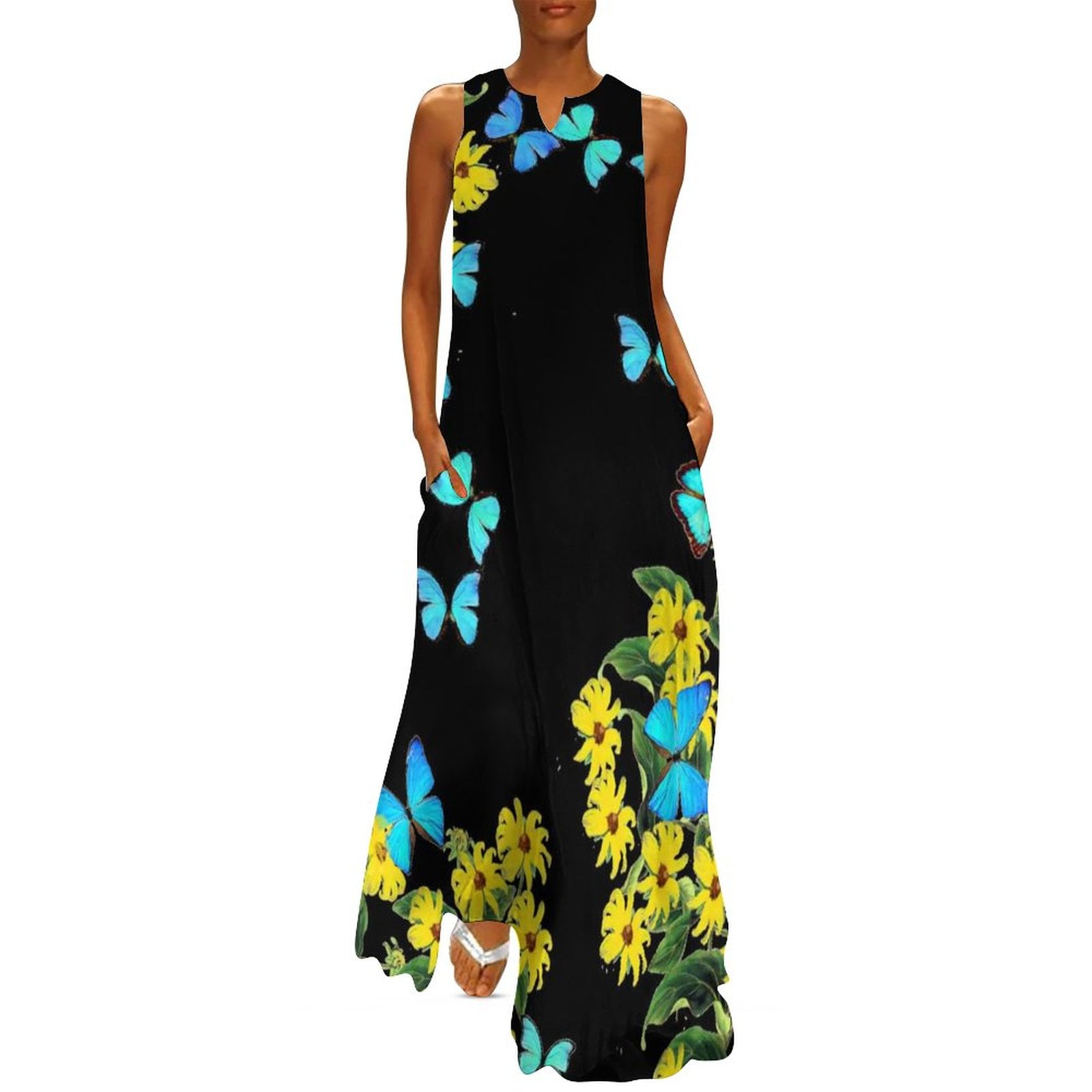 Blue And Yellow Monarch Butterfly Dress Butterflies Art Watercolor ...