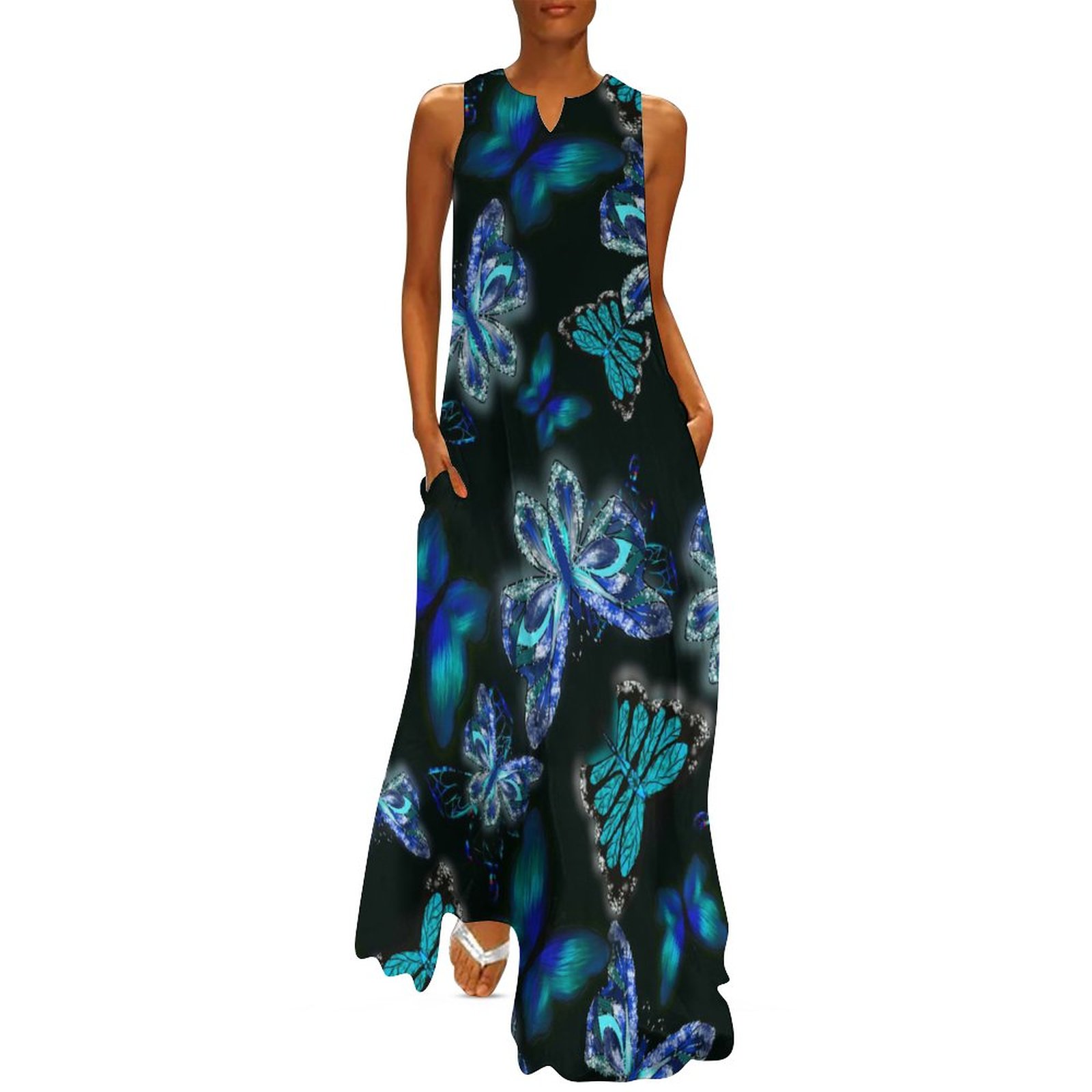 Blue And Yellow Monarch Butterfly Dress Butterflies Art Watercolor ...