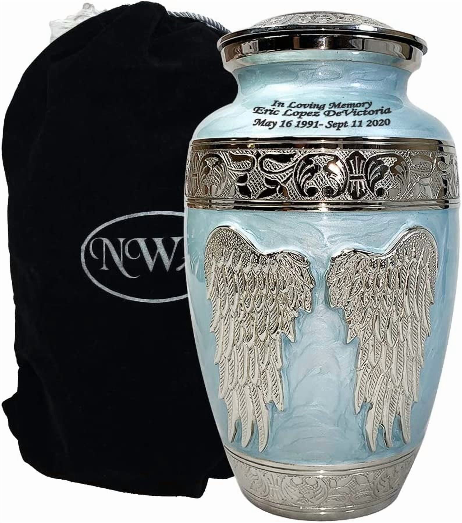 Blue Angel Funeral Cremation Urn, Brass Large Angel Wings Urn with ...