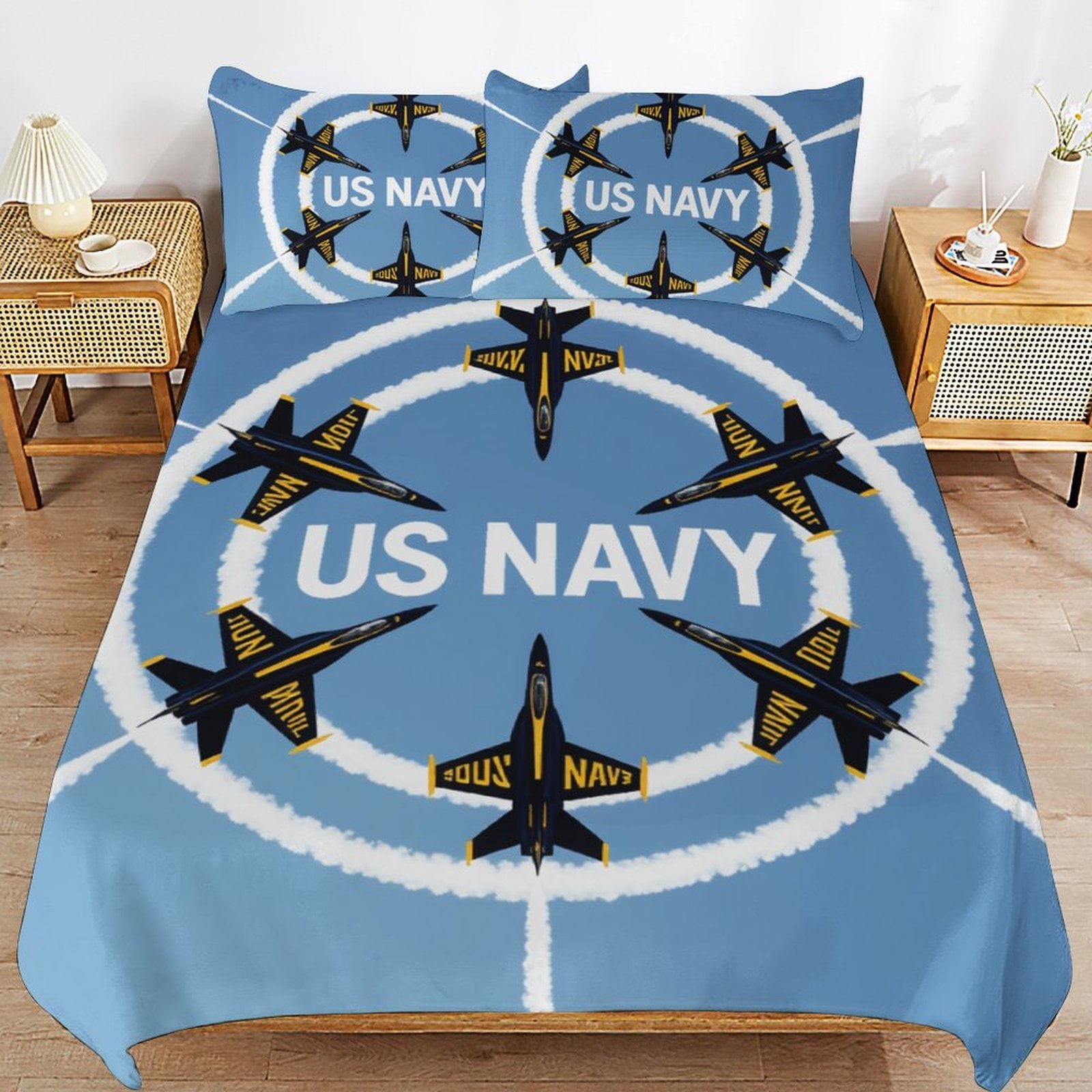 Blue Angels Bedding Set Couple Bedclothes Pillowcase Home Textiles Bed ...