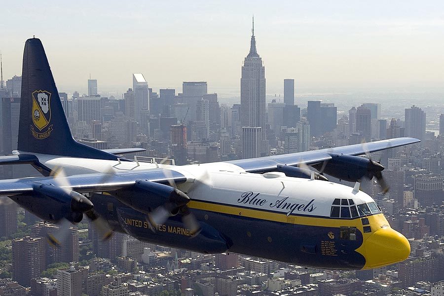 Blue Angels Fat Albert C-130 Over New York City Style - A - 12x18 Inch ...