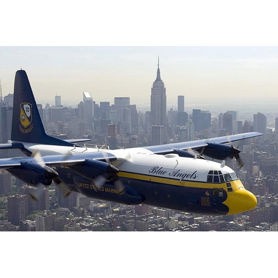 Blue Angels Fat Albert C-130 Over New York City Style - B - 24x36 Inch ...