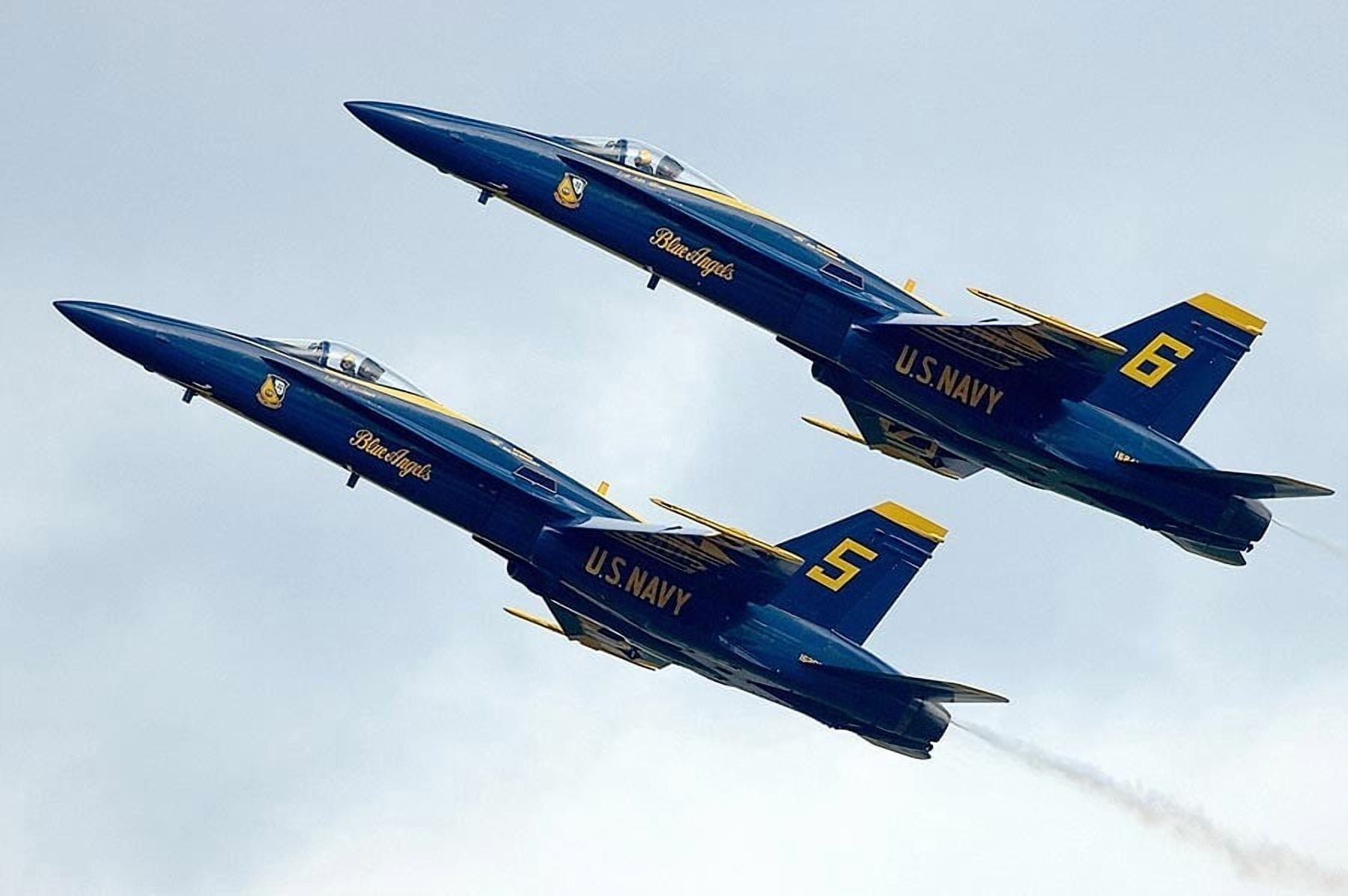 Blue Angels Jets No. 5 and No. 6 in Flight - 12x18 Inch Laminated ...
