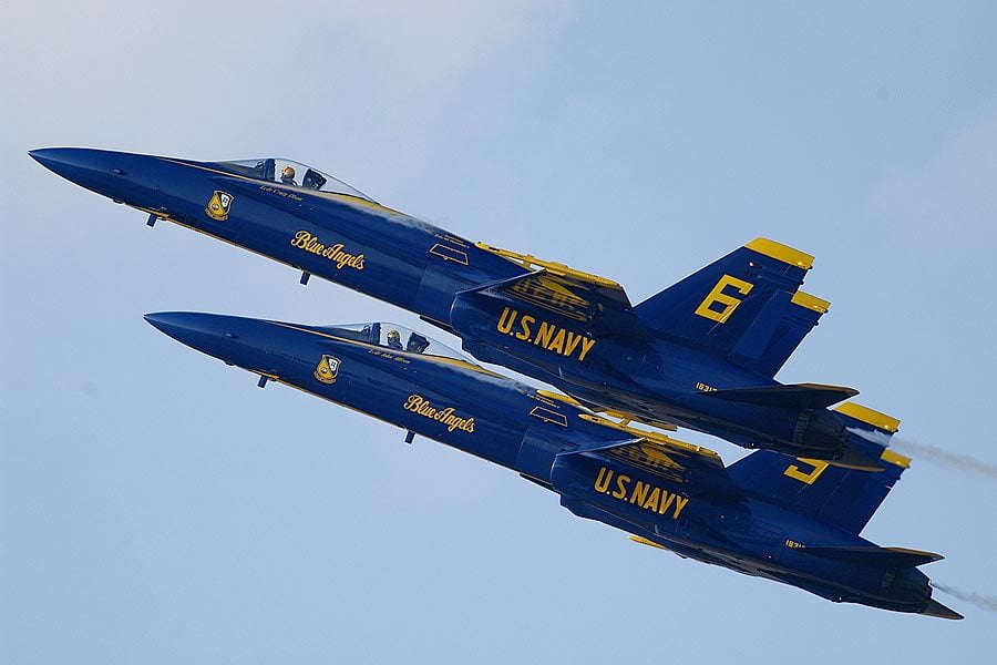 Blue Angels No. 5 and No. 6 Jets in Flight Style - A - 24x36 Inch ...