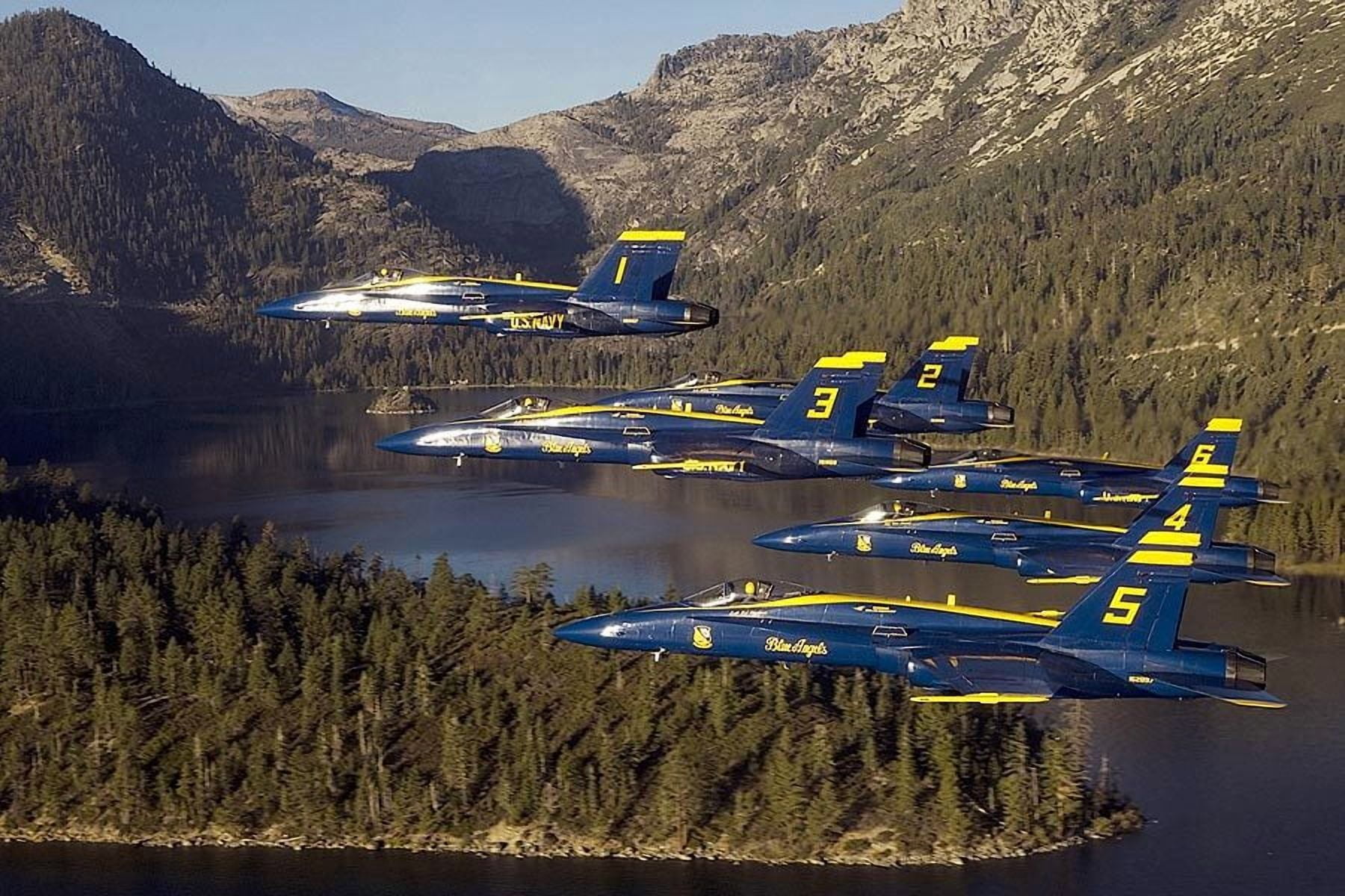 Blue Angels in Formation Over Mountain Lake Style - A - 24x36 Inch ...