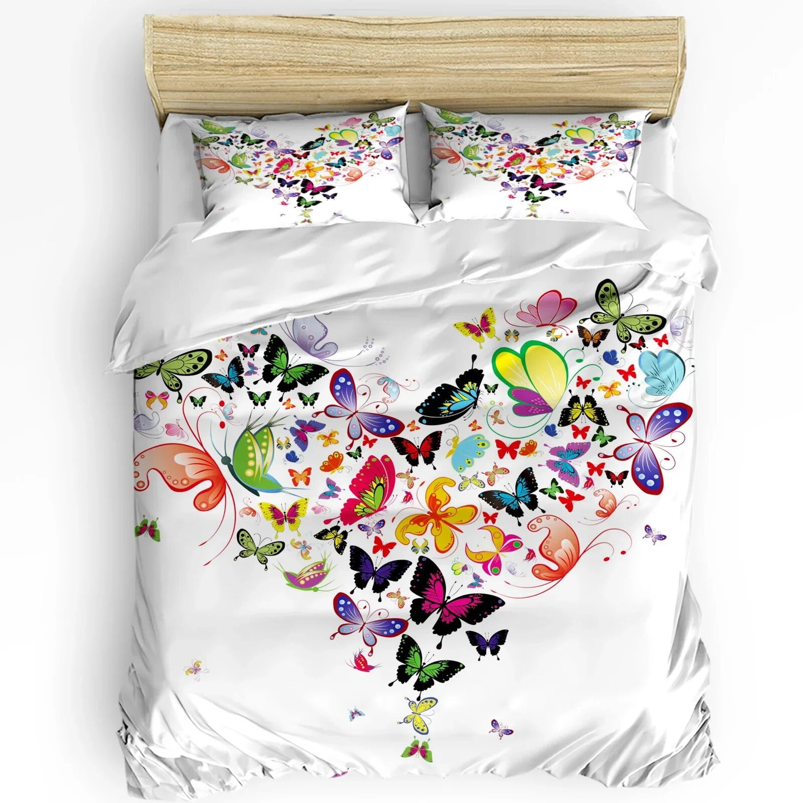 Blue Animal Butterfly Flower Butterfly Duvet Cover Bed Bedding Set Home ...