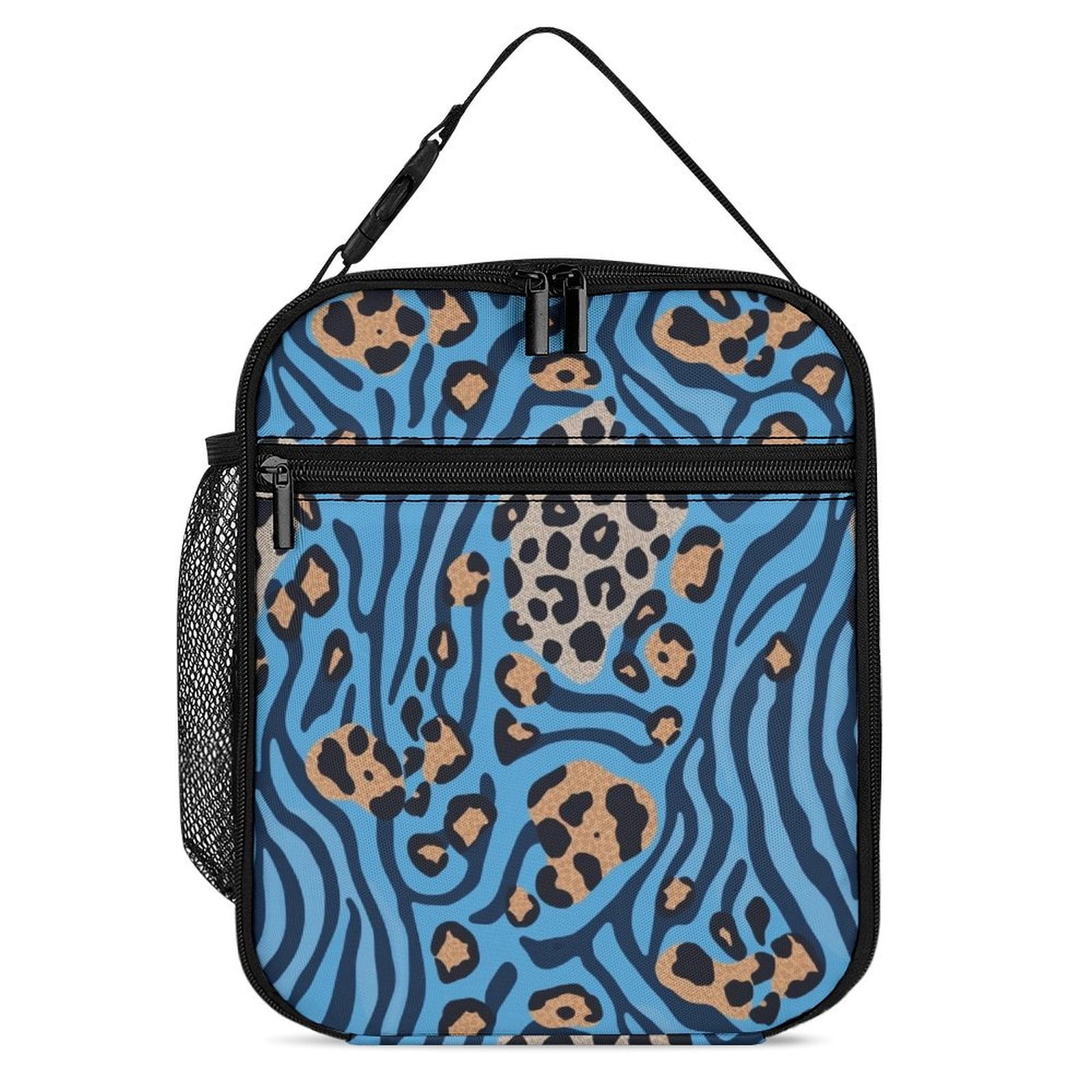 Blue Animal Print Lunch Bag Insulated Meal Bag Reusable Lunch Box Bag ...