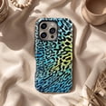 Blue Animal Print Tough Case for Apple iPhone, Dual-Layer Polycarbonate ...