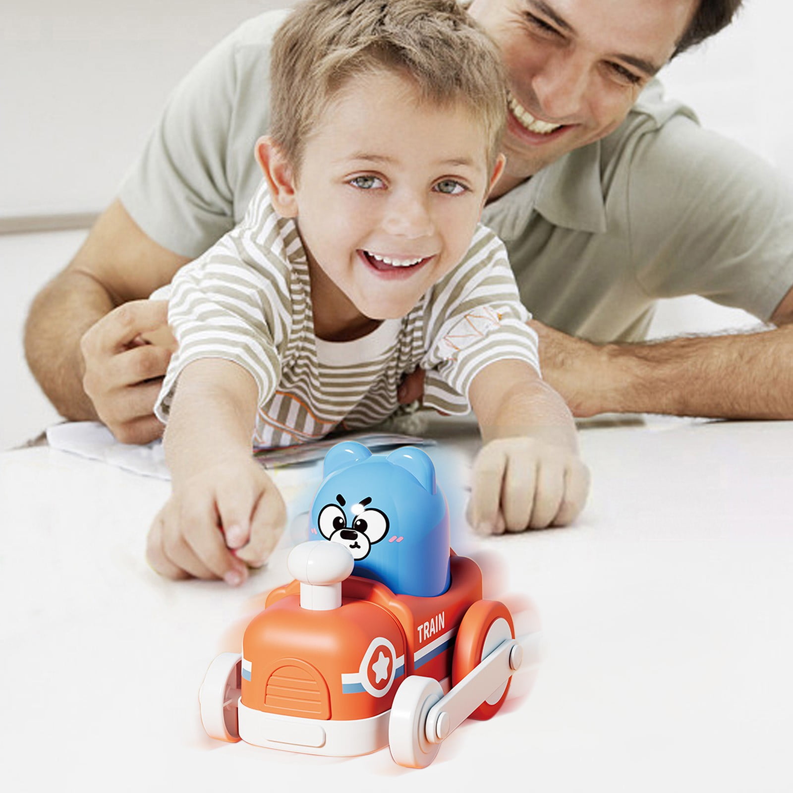 Blue Animal Shaped Press And Go Toy Car That Encourages Crawling With ...