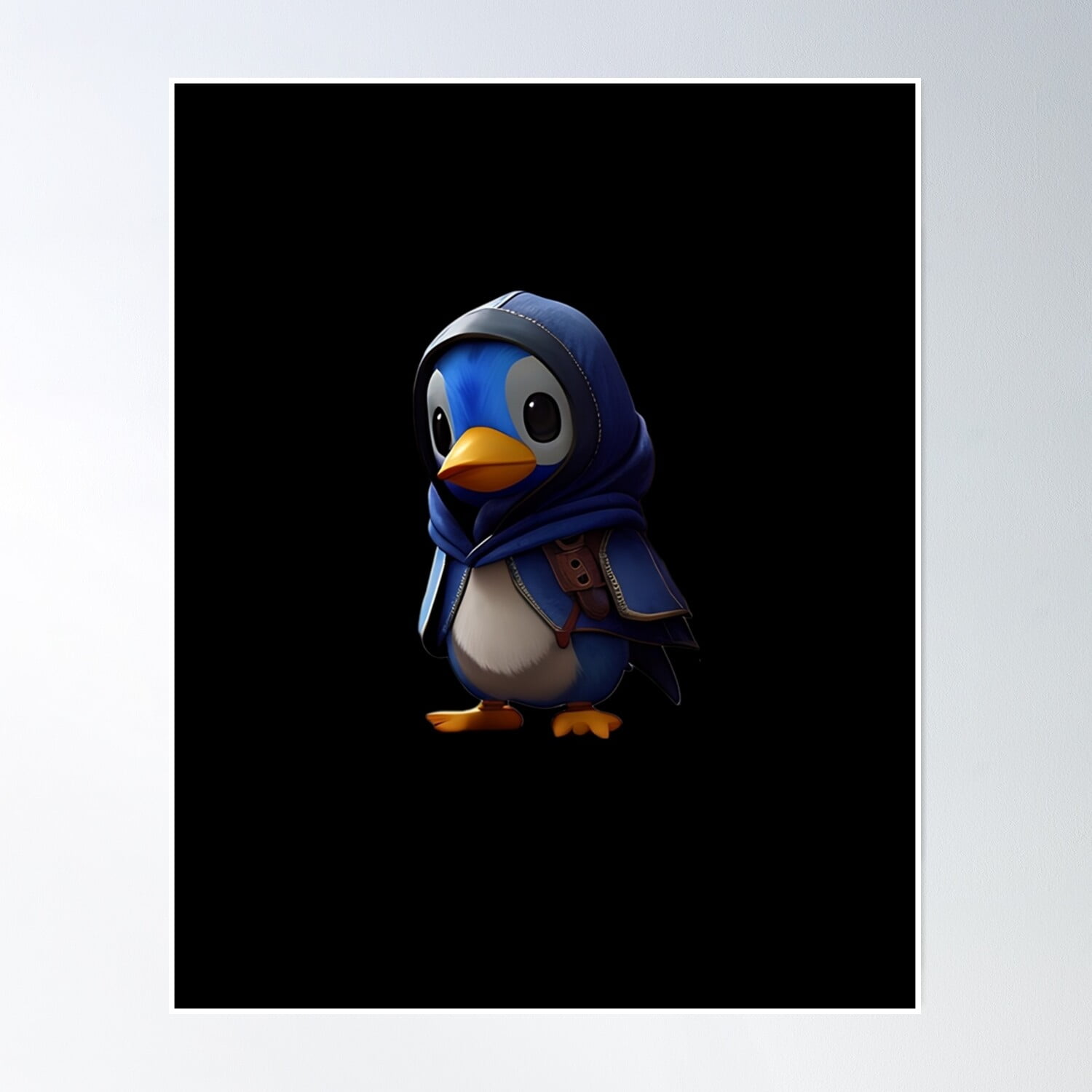 Blue Animated Baby Bird Poster Wall Art, Modern Wall Decor, 8x12 ...