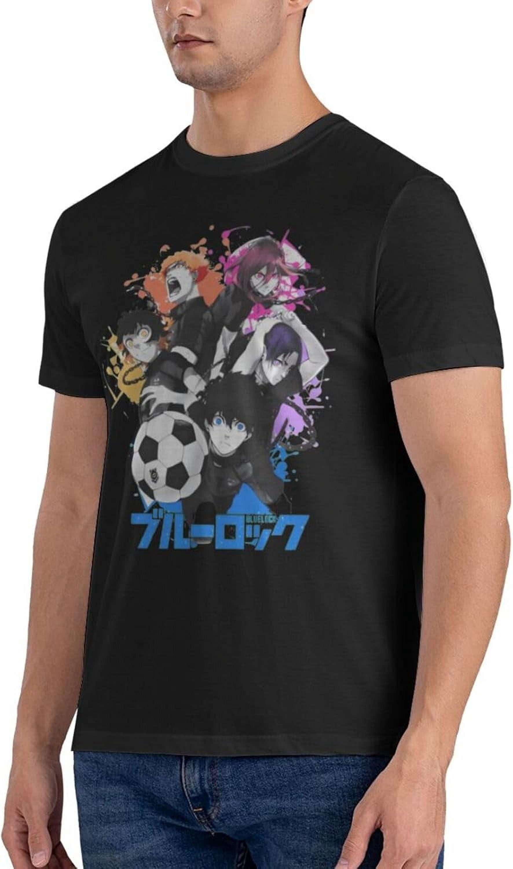 Blue Anime Lock Shirt Man's Classic Short Sleeve Crew Neck Cotton T ...