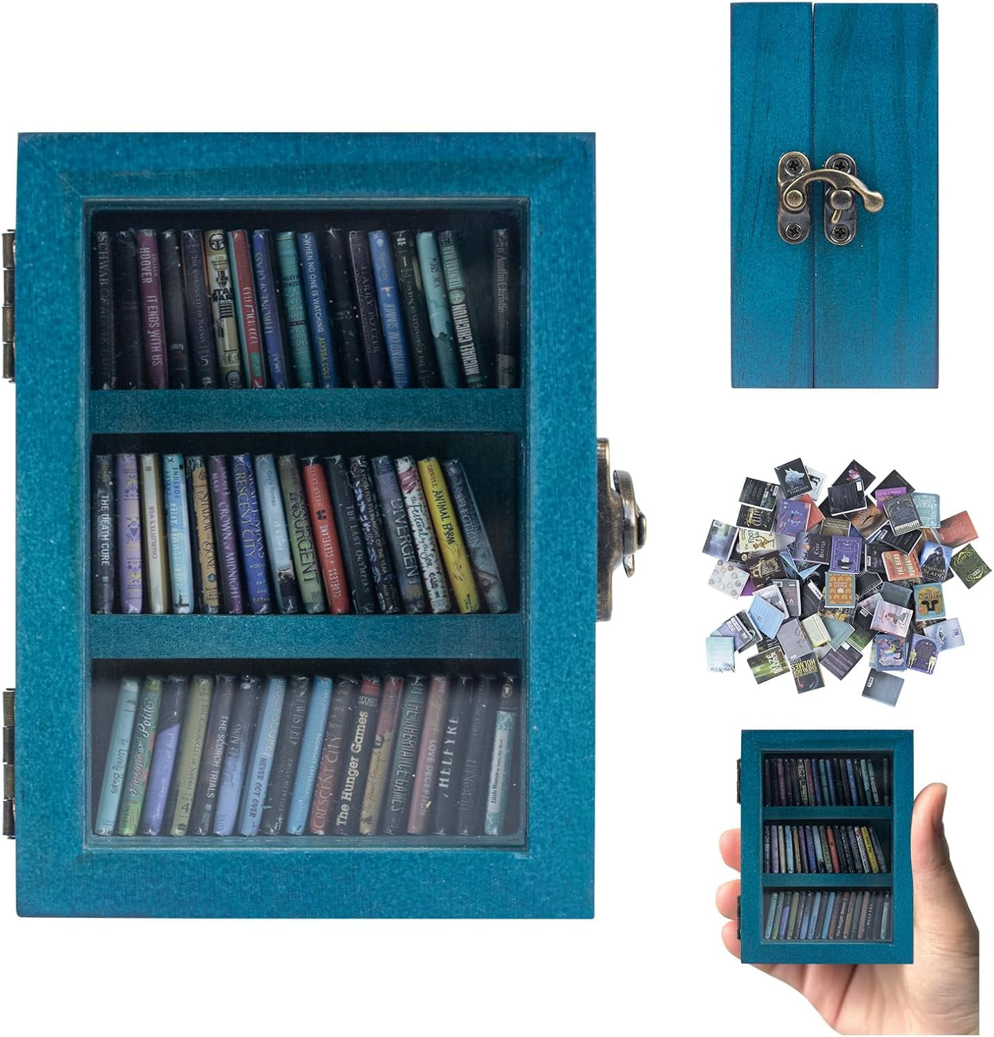 Blue Anxiety Bookshelf,Super Mini Bookshelf,Set:1 Wooden Book Display ...