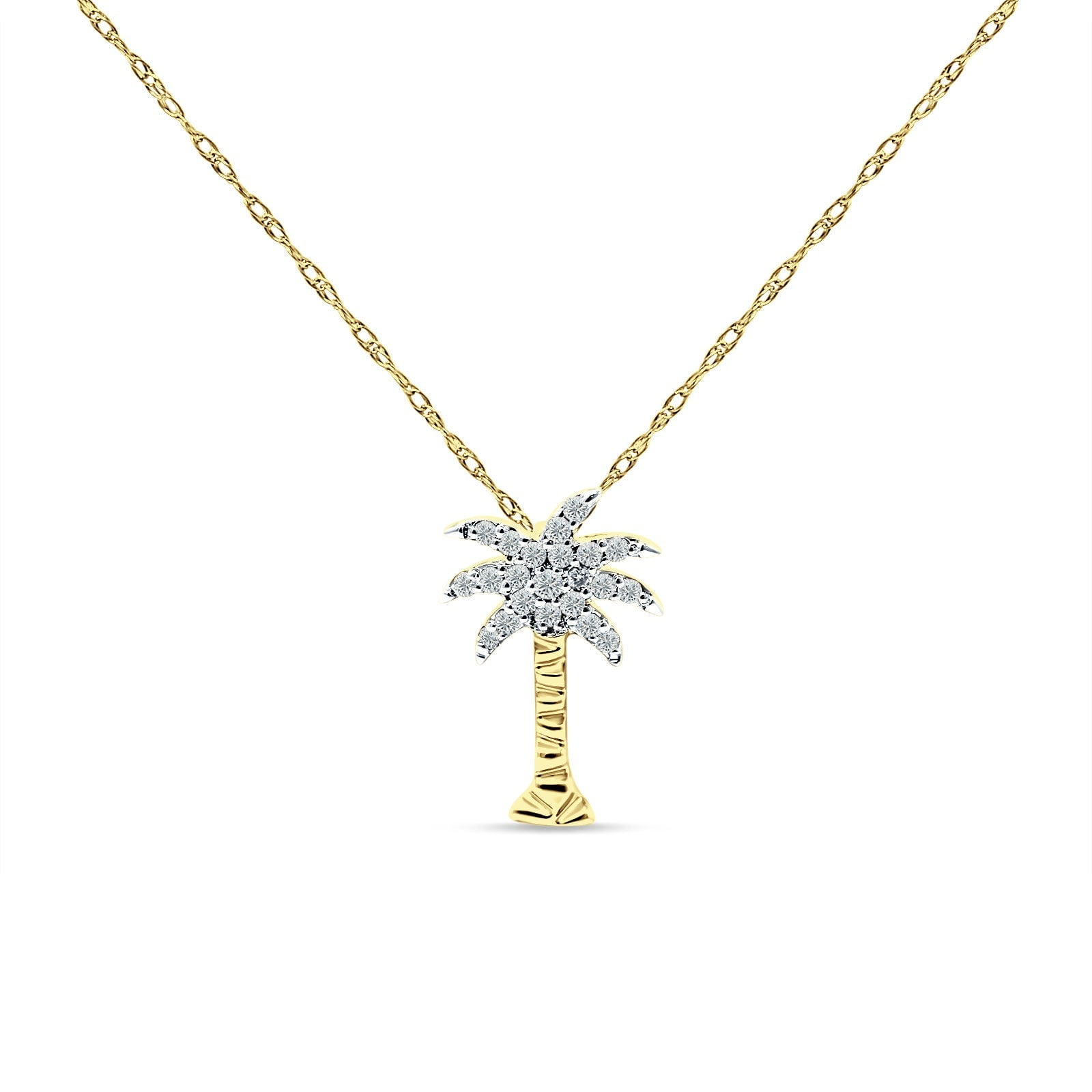 Blue Apple Jewelry Co. Diamond Palm Tree Necklace 14K Yellow Gold 0 ...