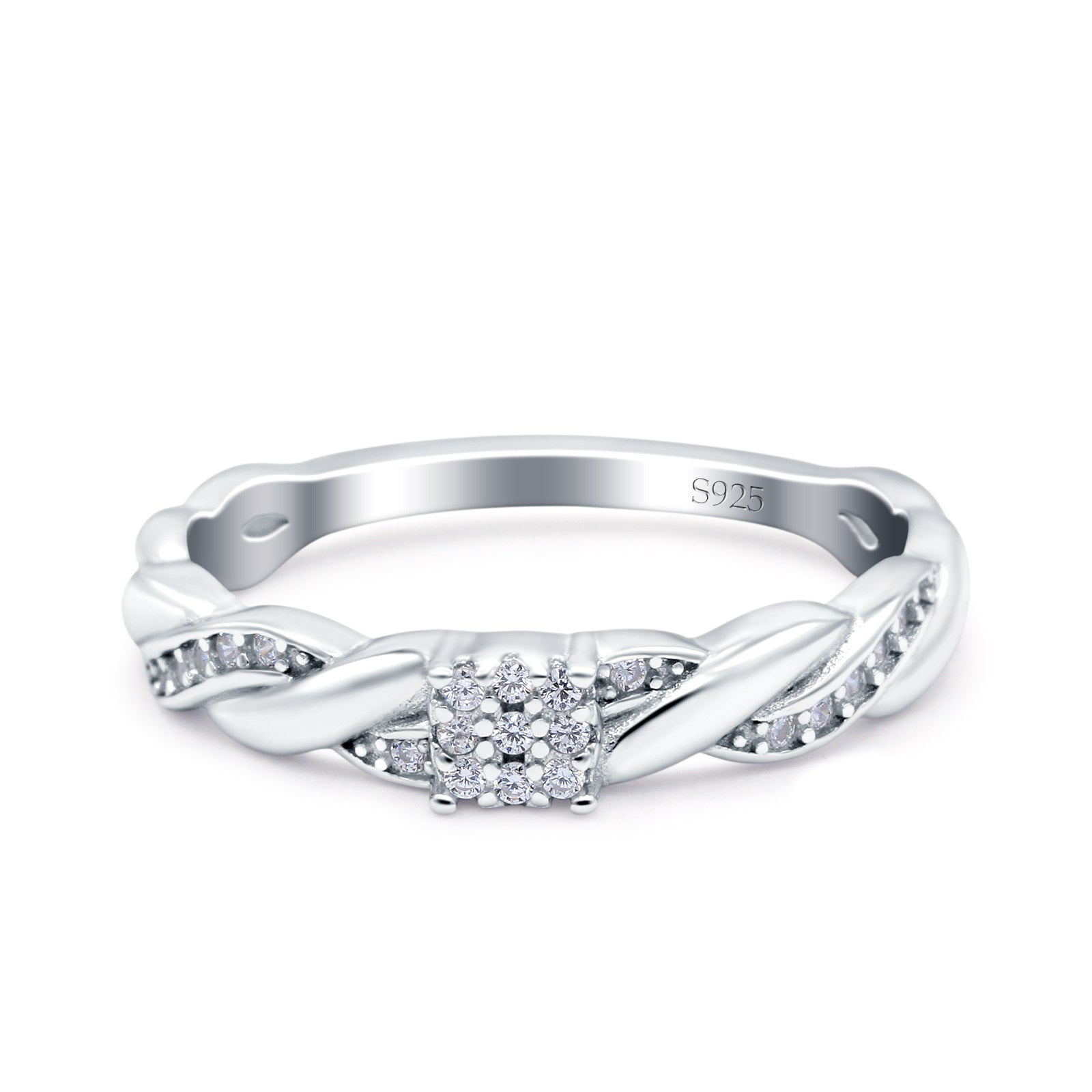 Blue Apple Jewelry Co. Rose Tone, CZ Size-6 Crisscross Band Women ...