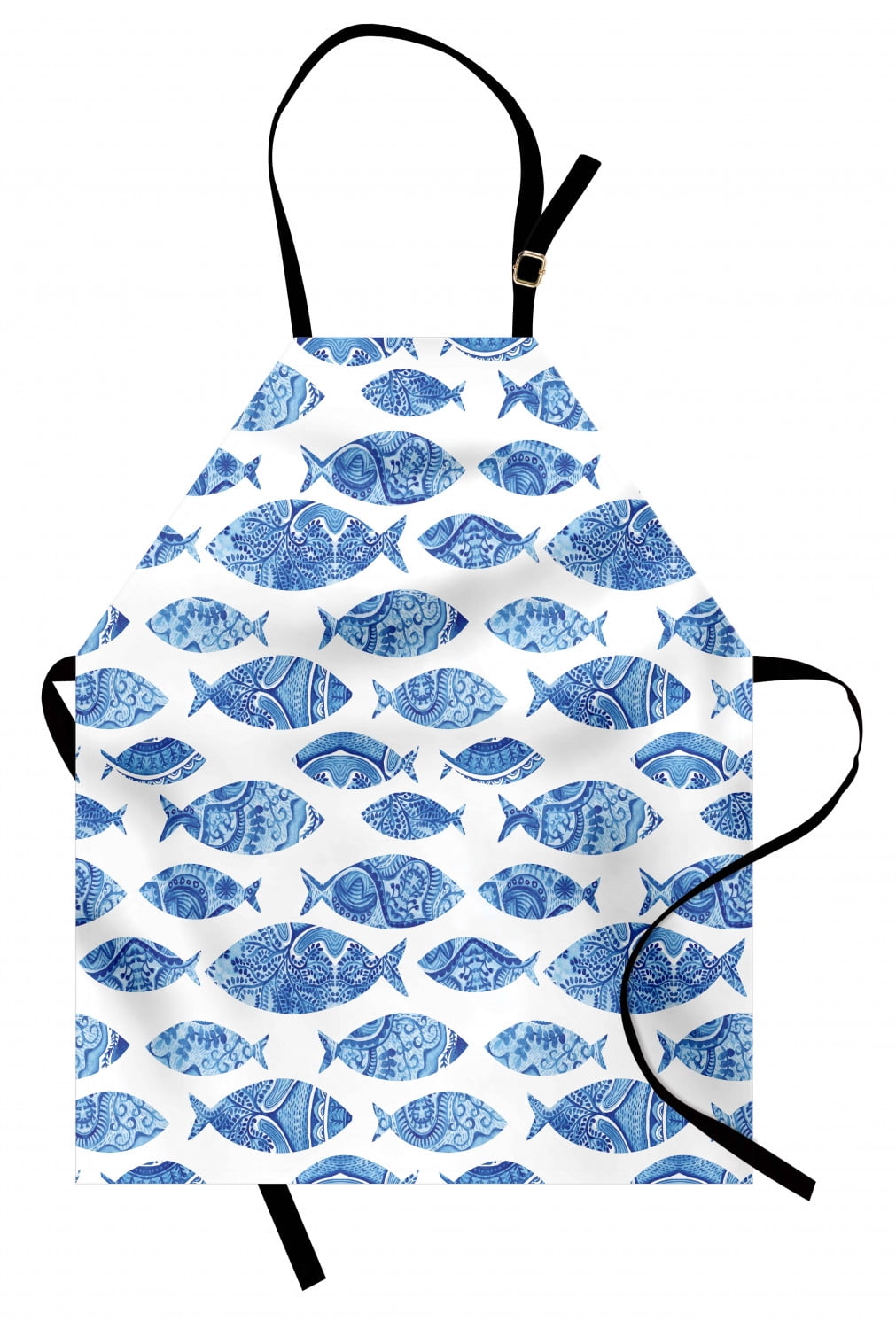 Blue Apron Fish Sea Animal Figures with Ancient Ottoman Ornate Mosaic ...