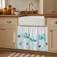 Blue Aqua Flower Small Cabinet Curtains 9.5"W x 11.4"L, White Floral ...