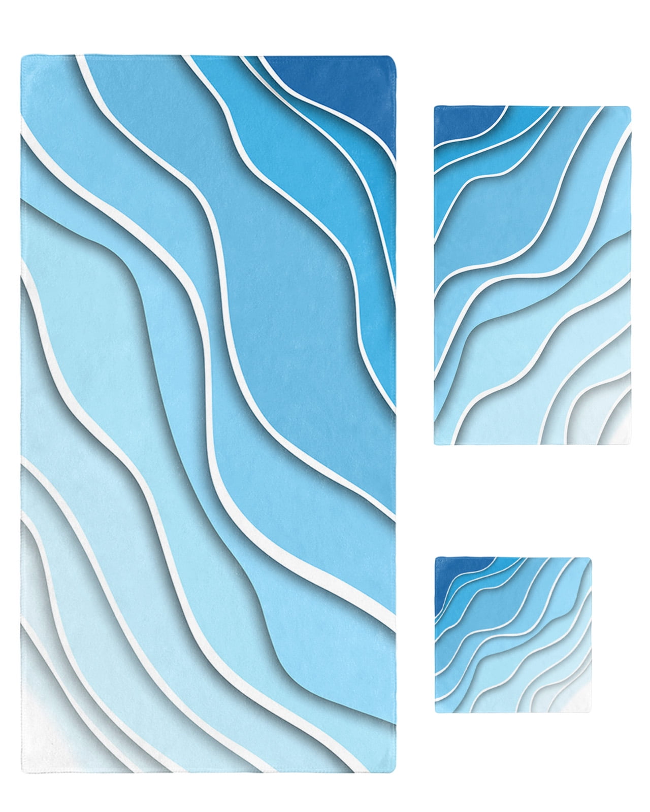 Blue Aqua Ombre Bath Towels for Bathroom Set,Luxury Microfiber Towels ...