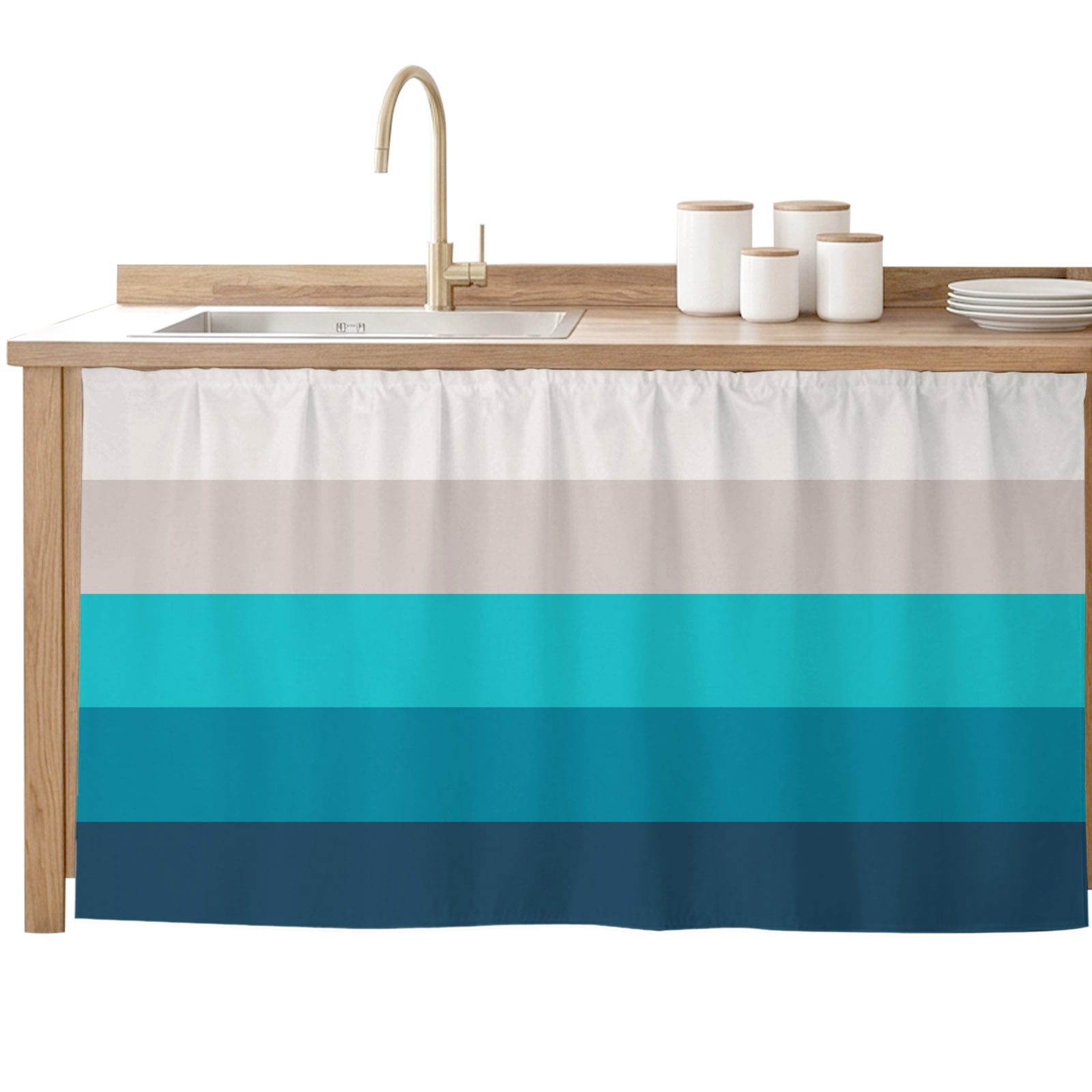 Blue Aqua Ombre Cabinet Curtains 28"W x 51"L,Dustproof Sink Skirt ...