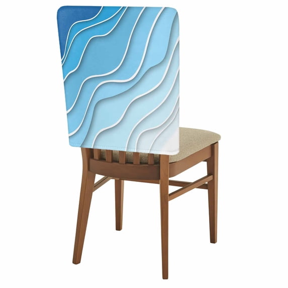 Blue Aqua Ombre Chair Back Covers, Dining Room Back Chair Covers Set of ...