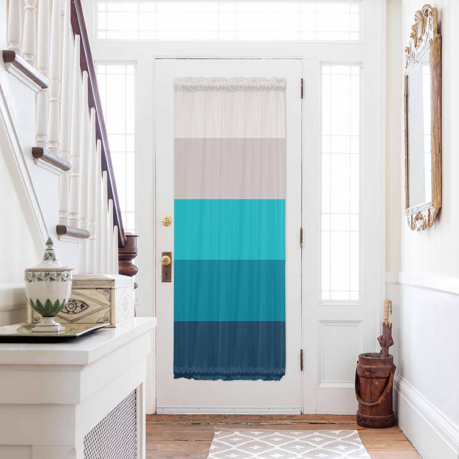 Blue Aqua Ombre Door Curtains for Door Window, French Sidelight Front ...