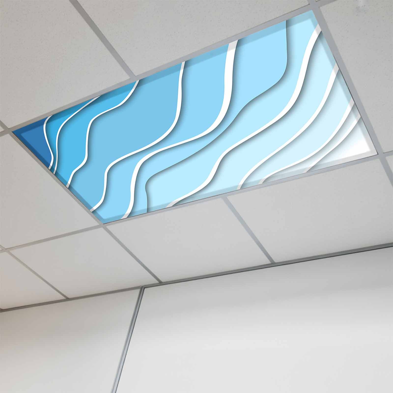 Blue Aqua Ombre Fluorescent Light Covers, Modern Geometric Abstract ...