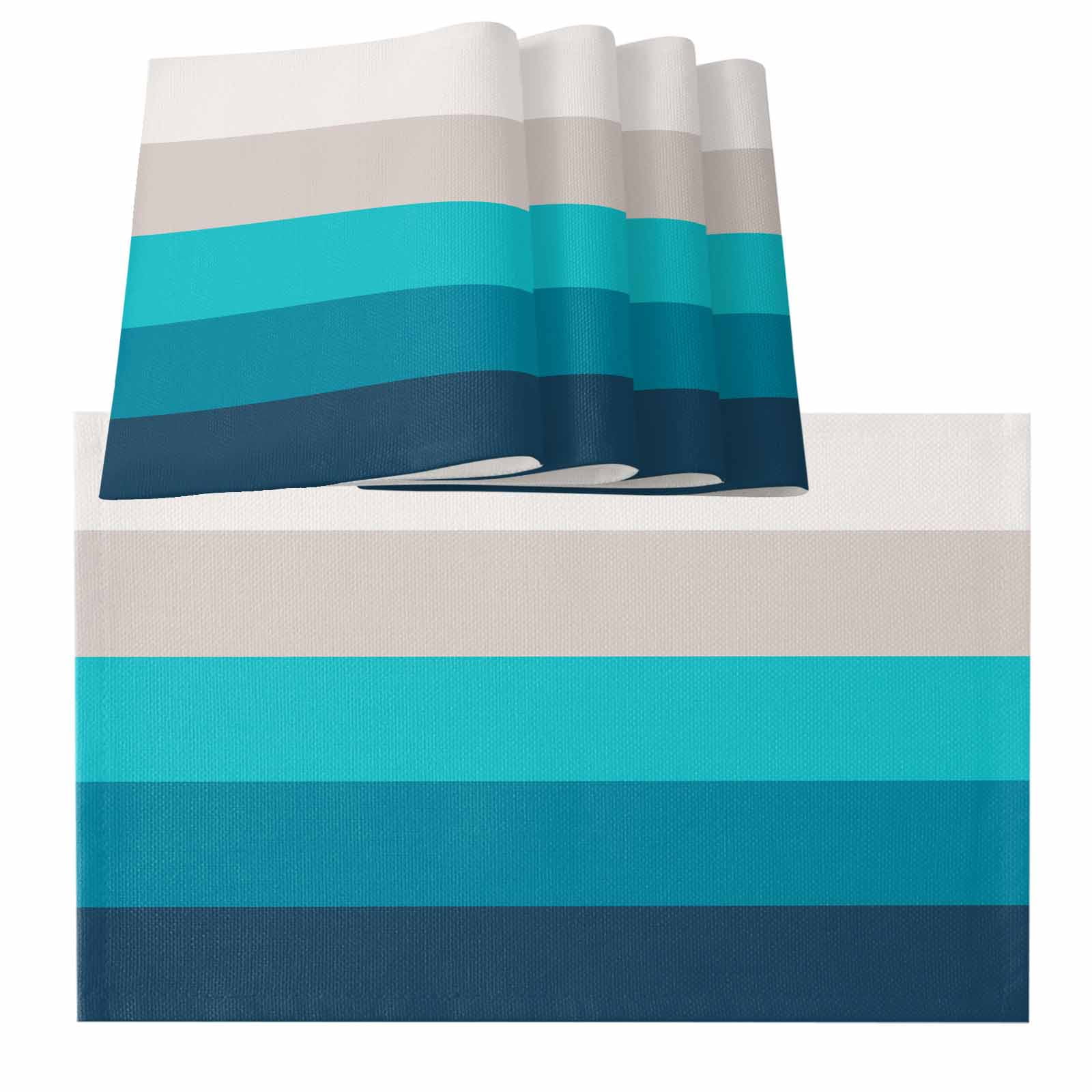 Blue Aqua Ombre Placemats for Dinning Table Set of 4, Modern Abstract ...