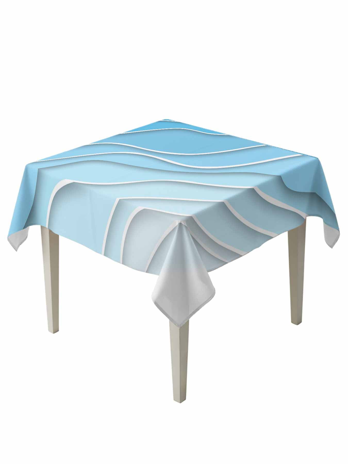 Blue Aqua Ombre Table Cloth, Modern Geometric Abstract Aesthetic Cream ...
