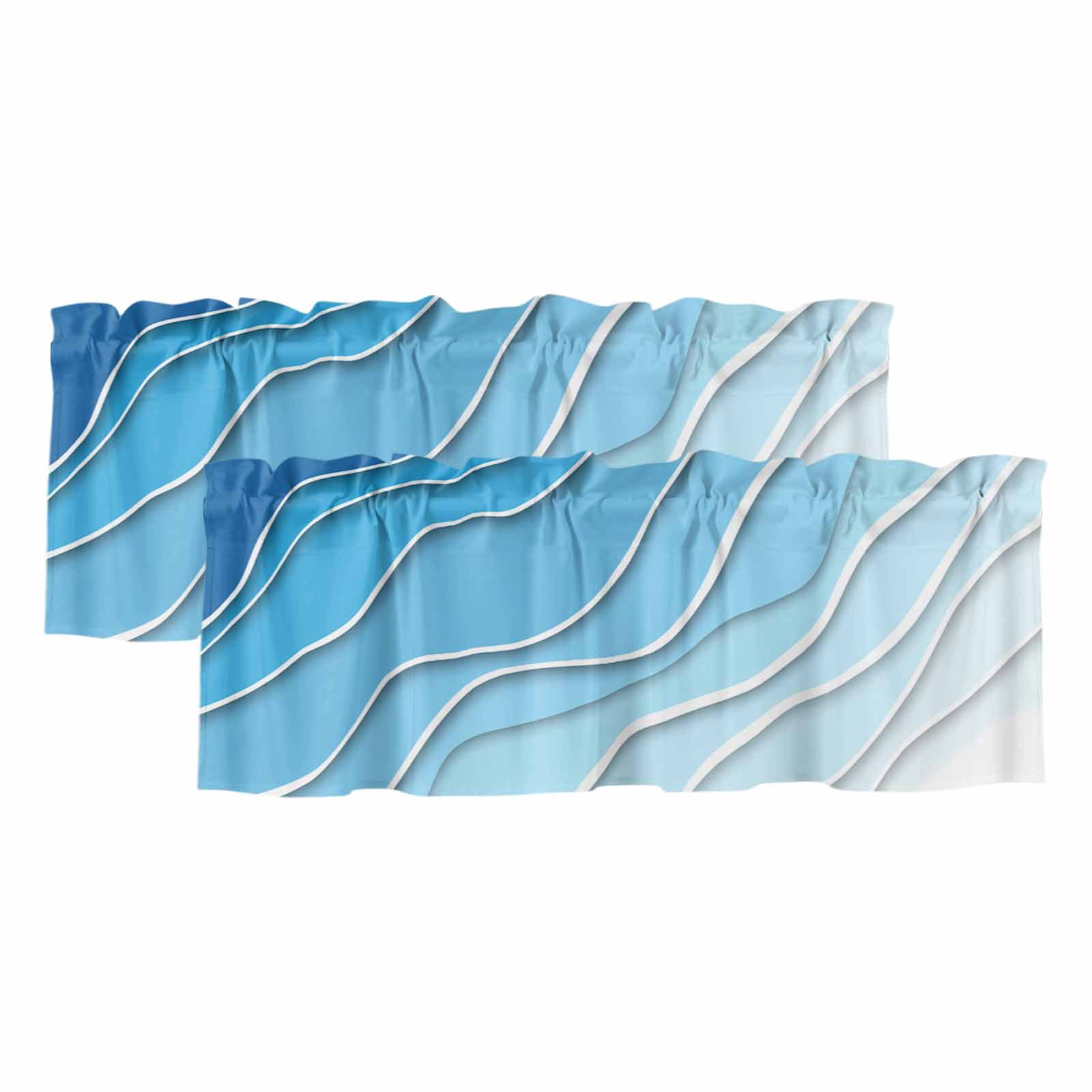 Blue Aqua Ombre Valances for Windows, Modern Geometric Abstract ...