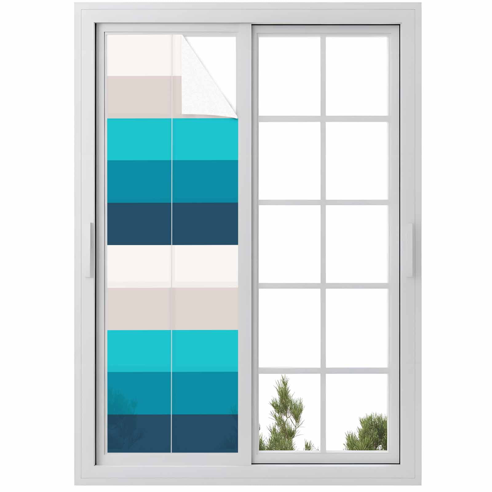 Blue Aqua Ombre Window Privacy Film, Modern Abstract Art Farmhouse ...