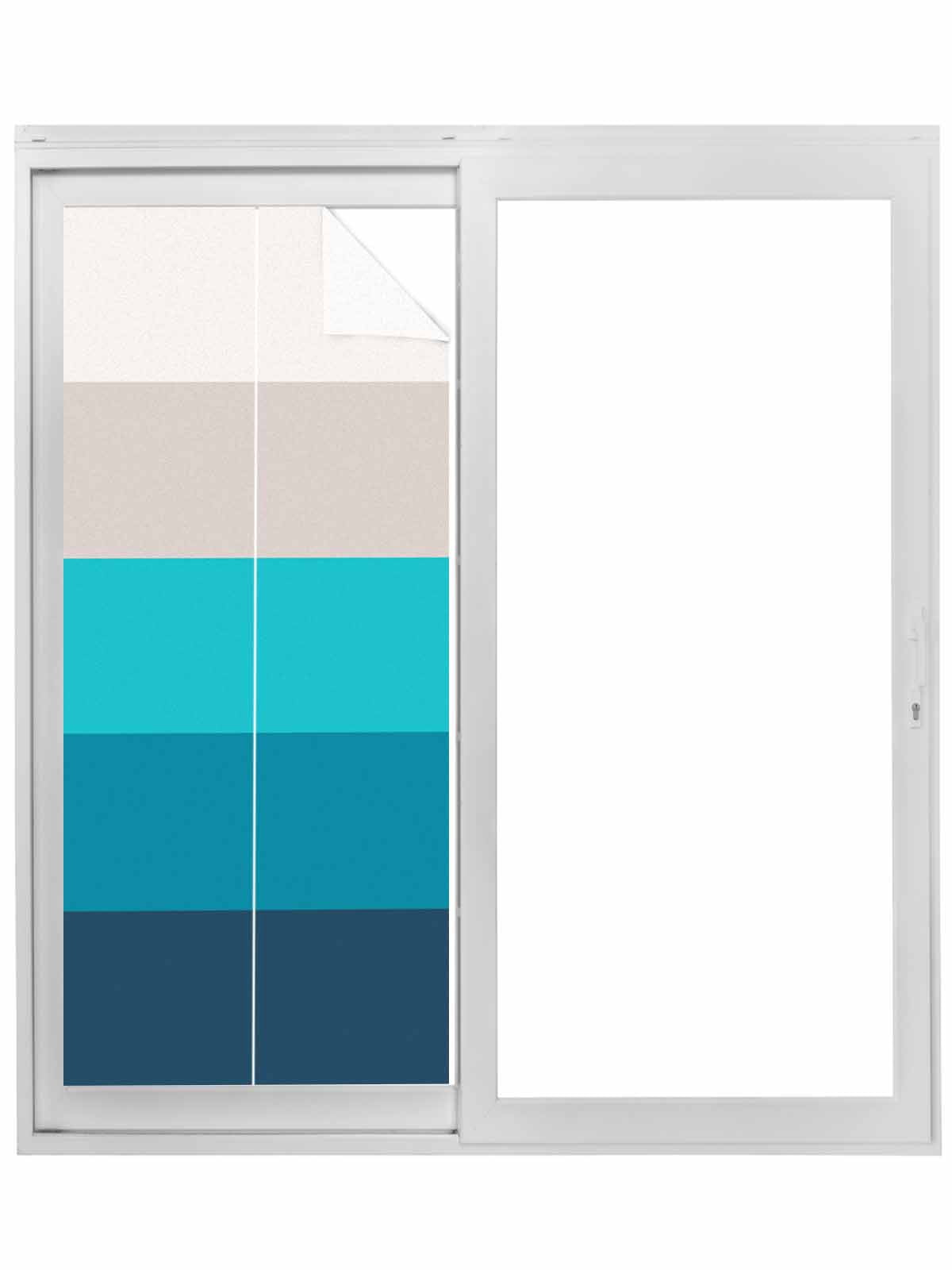 Blue Aqua Ombre Window Privacy Film, Modern Abstract Art Farmhouse ...