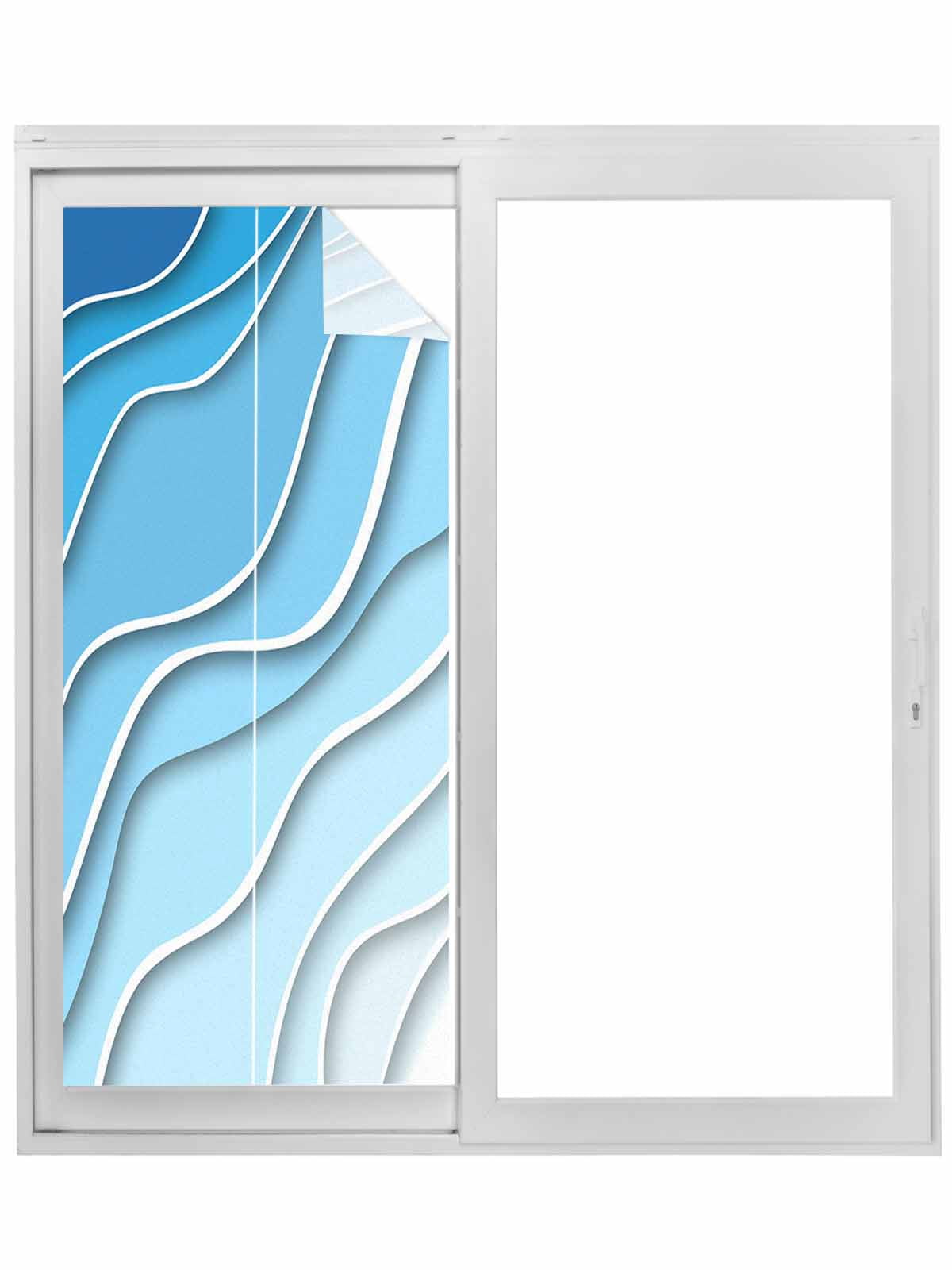 Blue Aqua Ombre Window Privacy Film, Modern Geometric Abstract ...