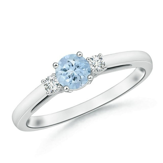 Blue Aquamarine CZ Diamond Three Stone Band Wedding Engagement Ring 925 ...