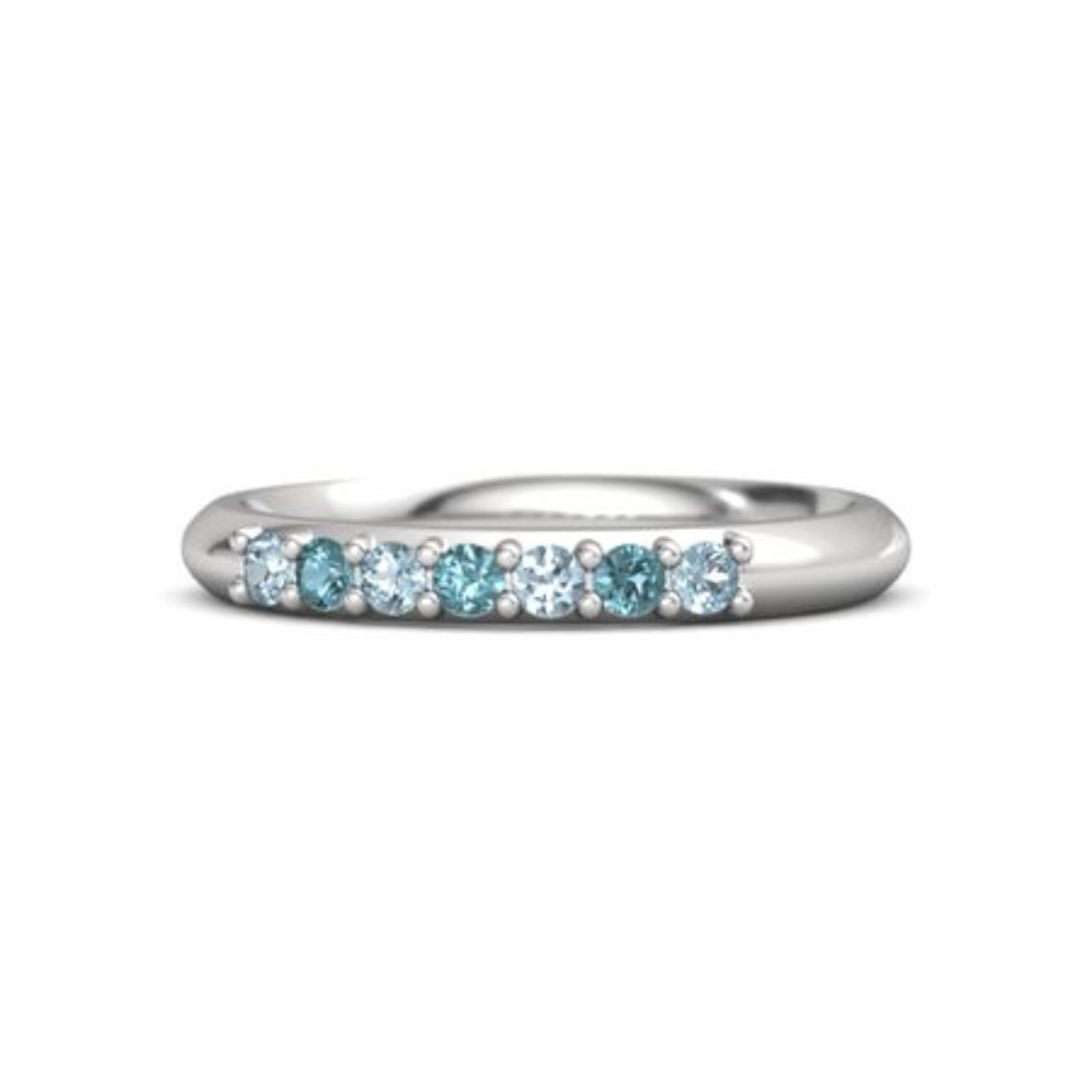 Blue Aquamarine & London Blue Topaz Half Eternity Dainity Band Ring 925 Sterling Silver Ring ...