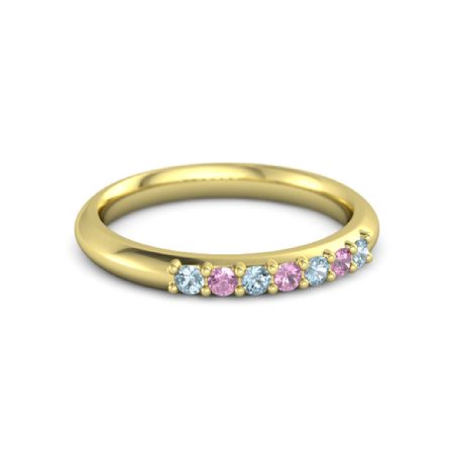 Blue Aquamarine & Pink Tourmaline Half Eternity Stacking Band Ring ...