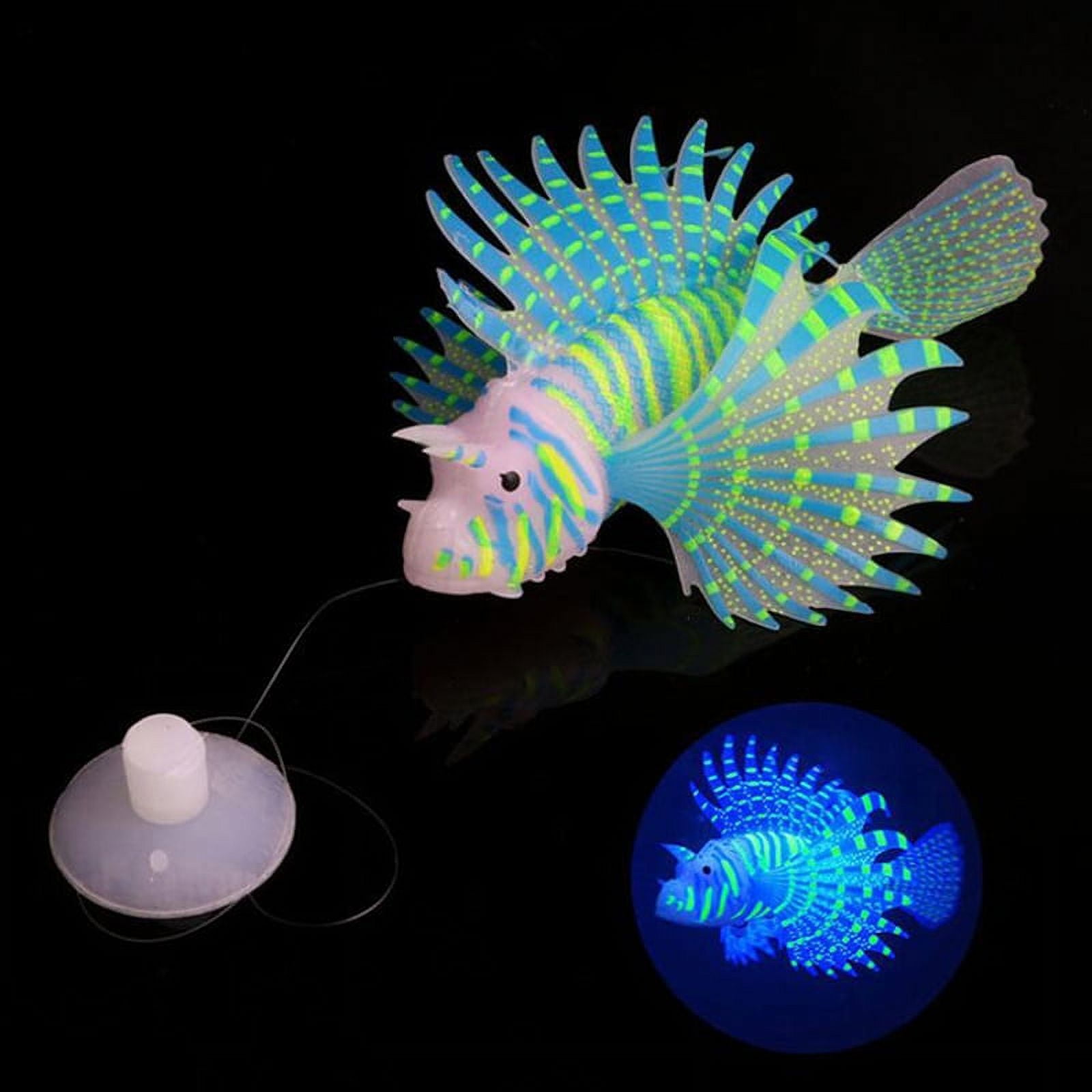(Blue) Aquarium Artificial Luminous Lionfish Silicone Fish Glow In Dark ...