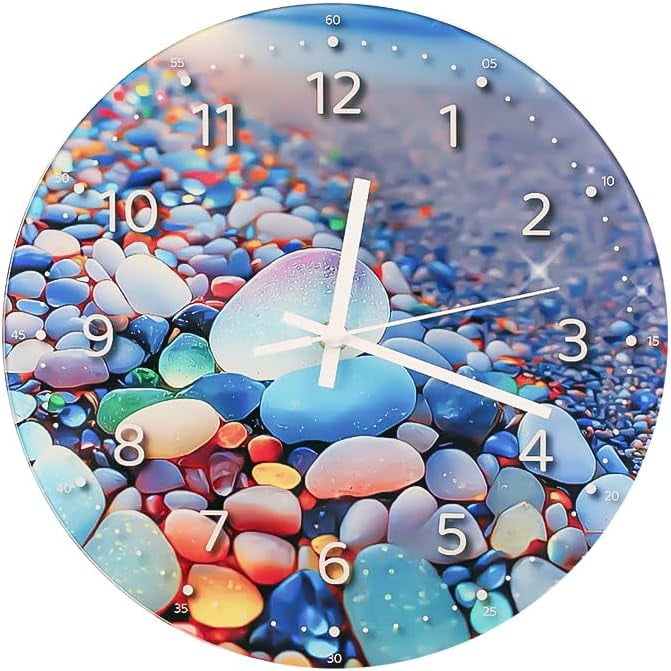 Blue Arabic Numerial Wall Clock 12 Inch Silent Quality Quartz Battery ...