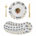 Blue Architecture Round Placemats Set of 8 Eiffel Tower Retro City ...