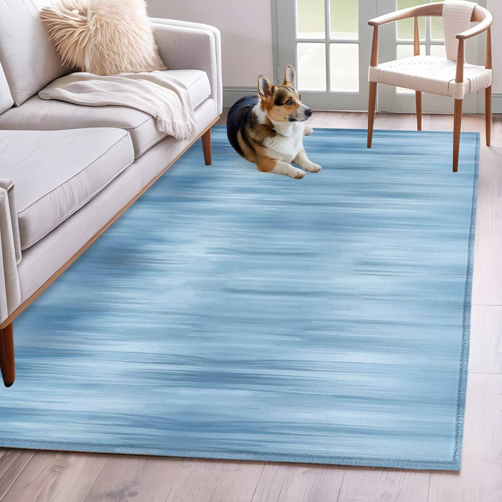 Blue Area Rug 4x6 Washable Rug Non Slip Modern Abstract Art Ombre ...