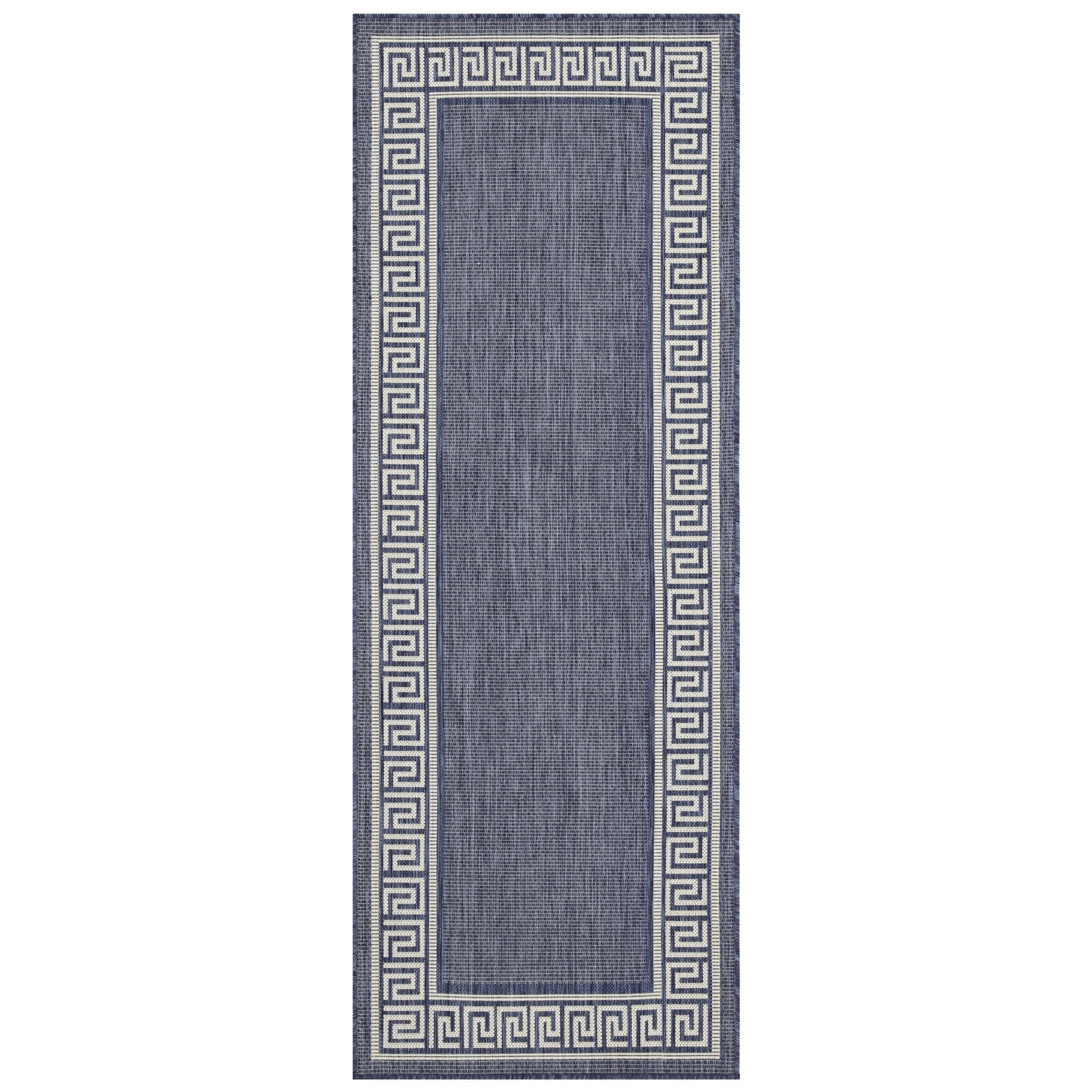 Blue Area Rug with Timeless Border Design | Beautify Indoor/Outdoor ...