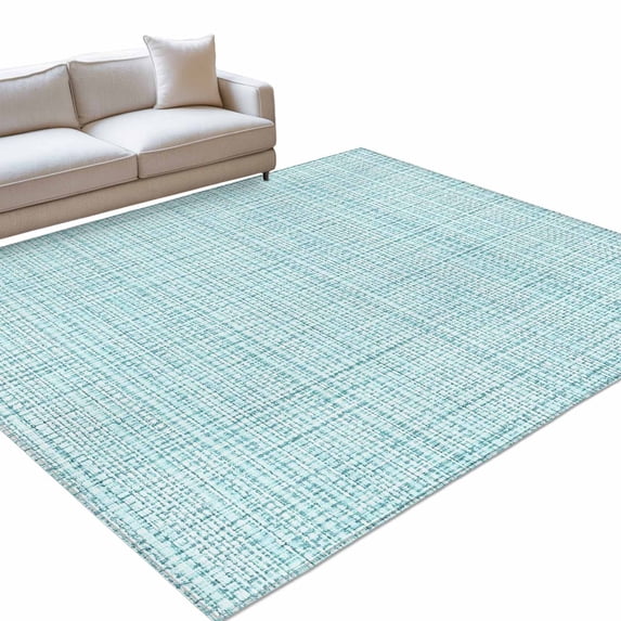 Blue Area Rugs 5x7ft Linen Texture Modern Abstract Country Minimalist ...