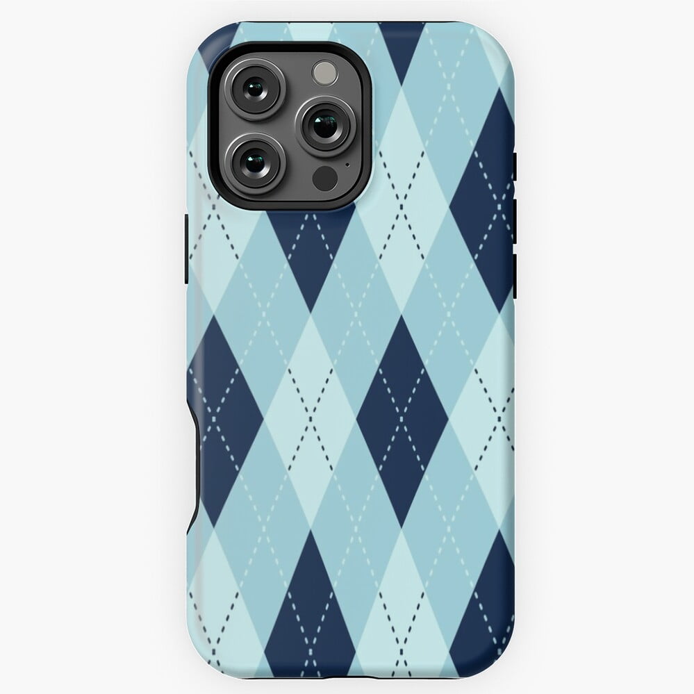 Blue Argyle Geometric Pattern Art Phone Case for iPhone 16 15 14 13 12 ...