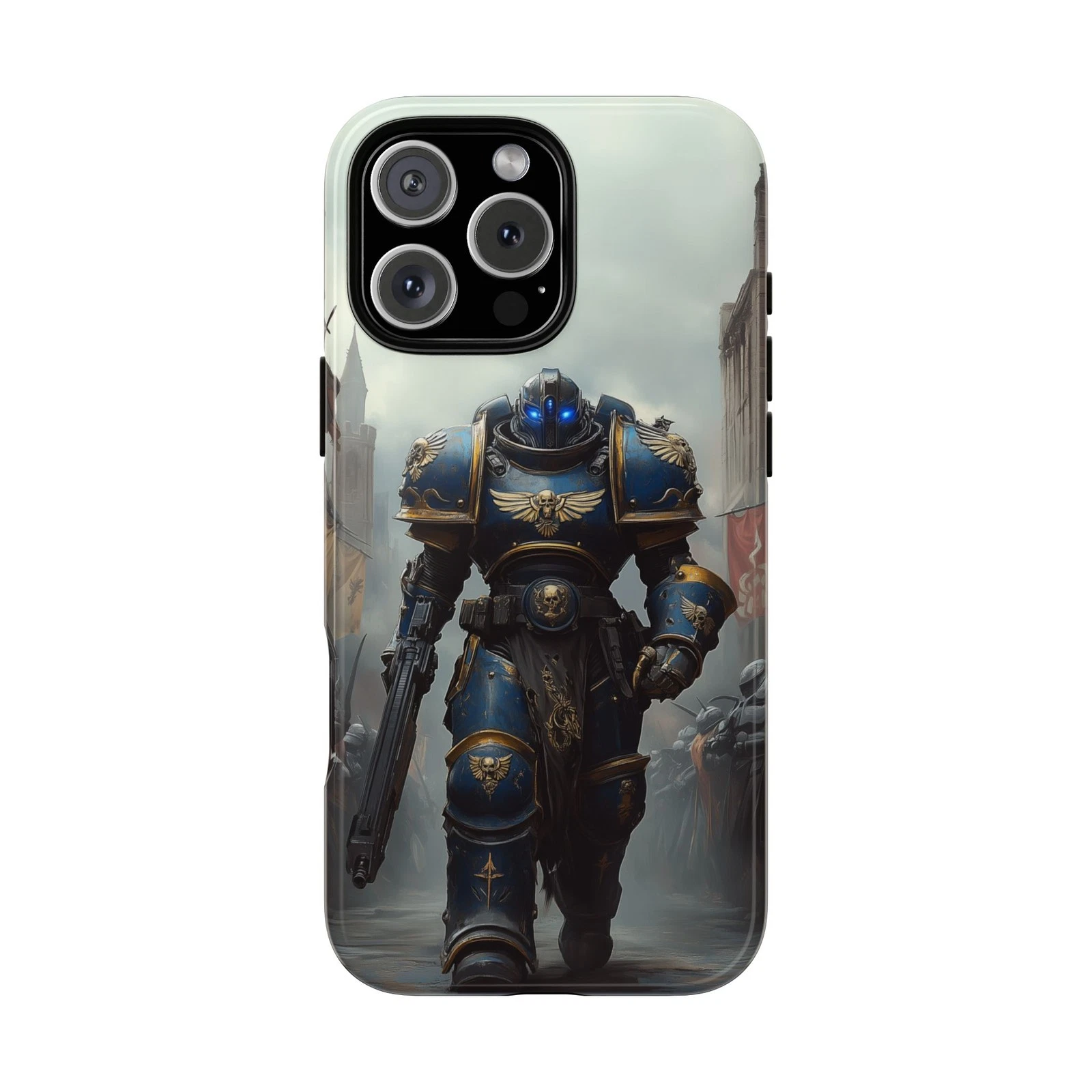 Blue Armored Mech Knight Art Phone Case for iPhone Case 17 to 11 Pro ...