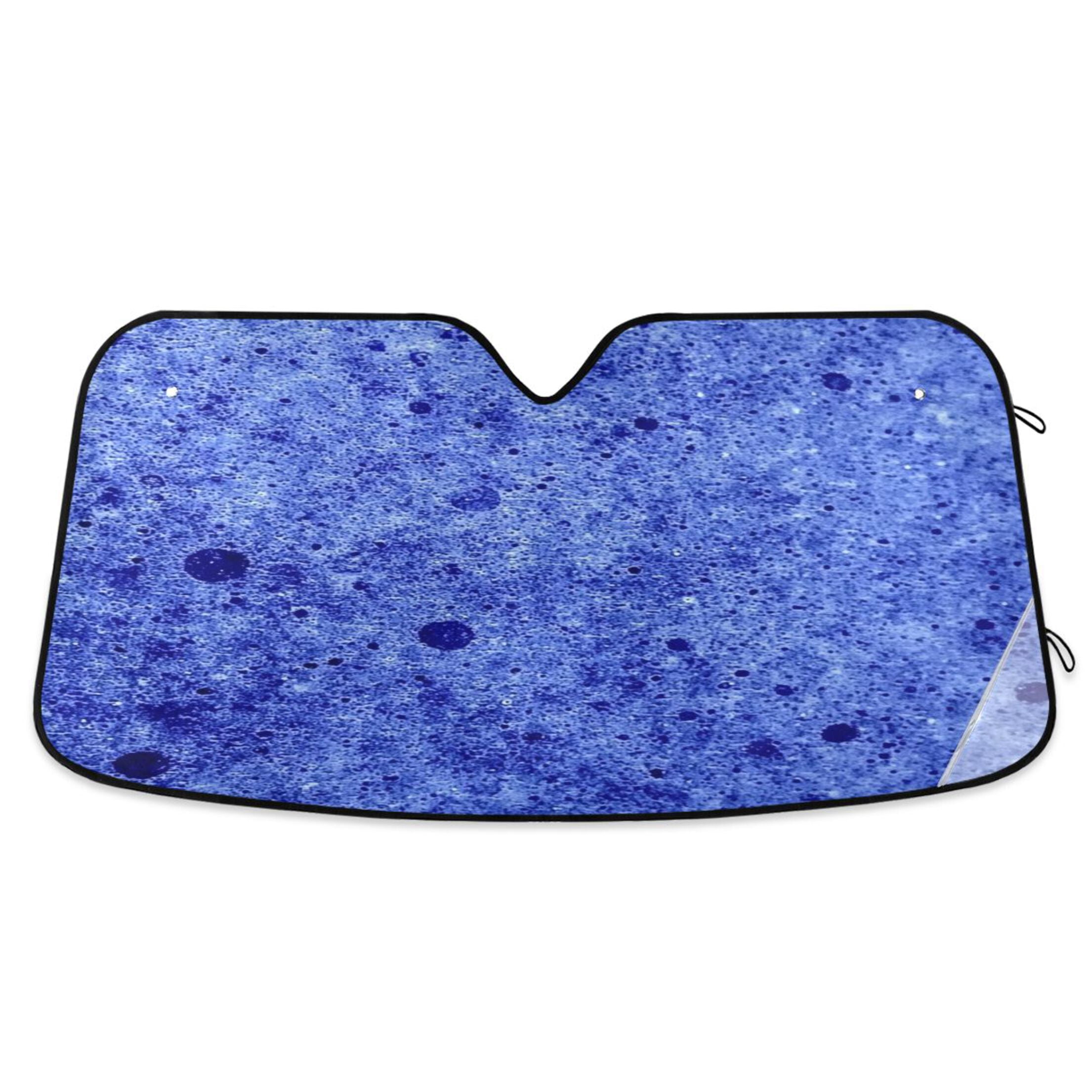 Blue Art Pattern Car Sunshade 53x23.5in Windshield Sunscreen 4 Suction ...