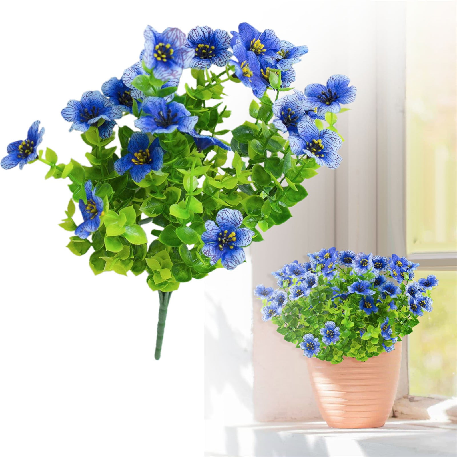 Blue Artificial Colored Flowers, Outdoor Spring Decor Simulation ...